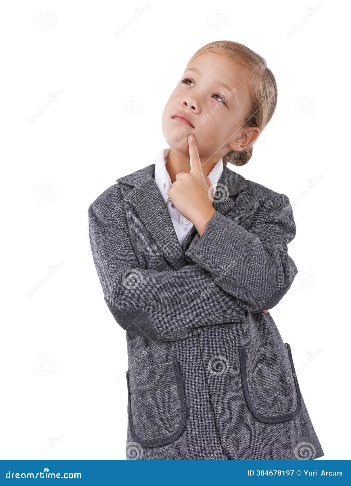 Business, Child and Thinking or Planning in Studio, Question and ...