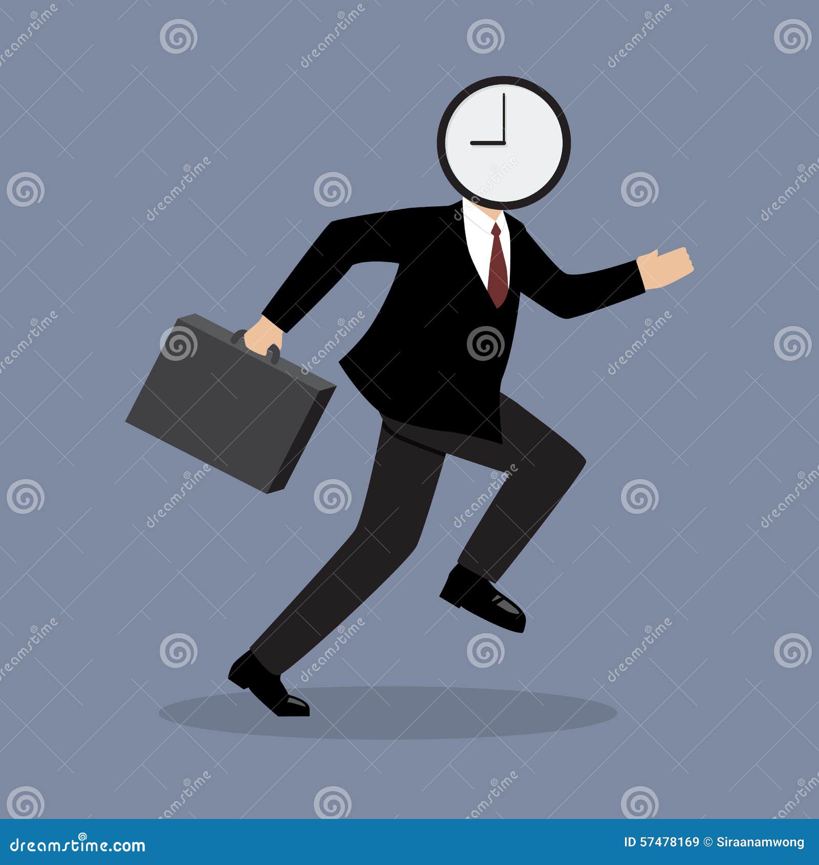 Business Clock Head Man Runnung Stock Illustration - Illustration of ...