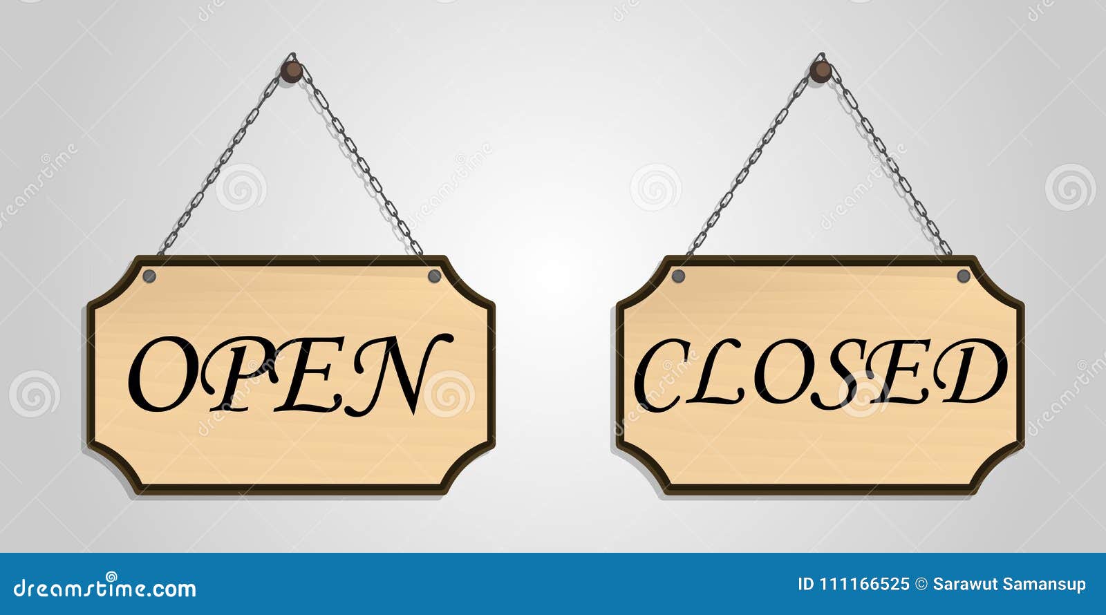 Closed Open Board Wood Hang Vector Stock Vector - Illustration of ...