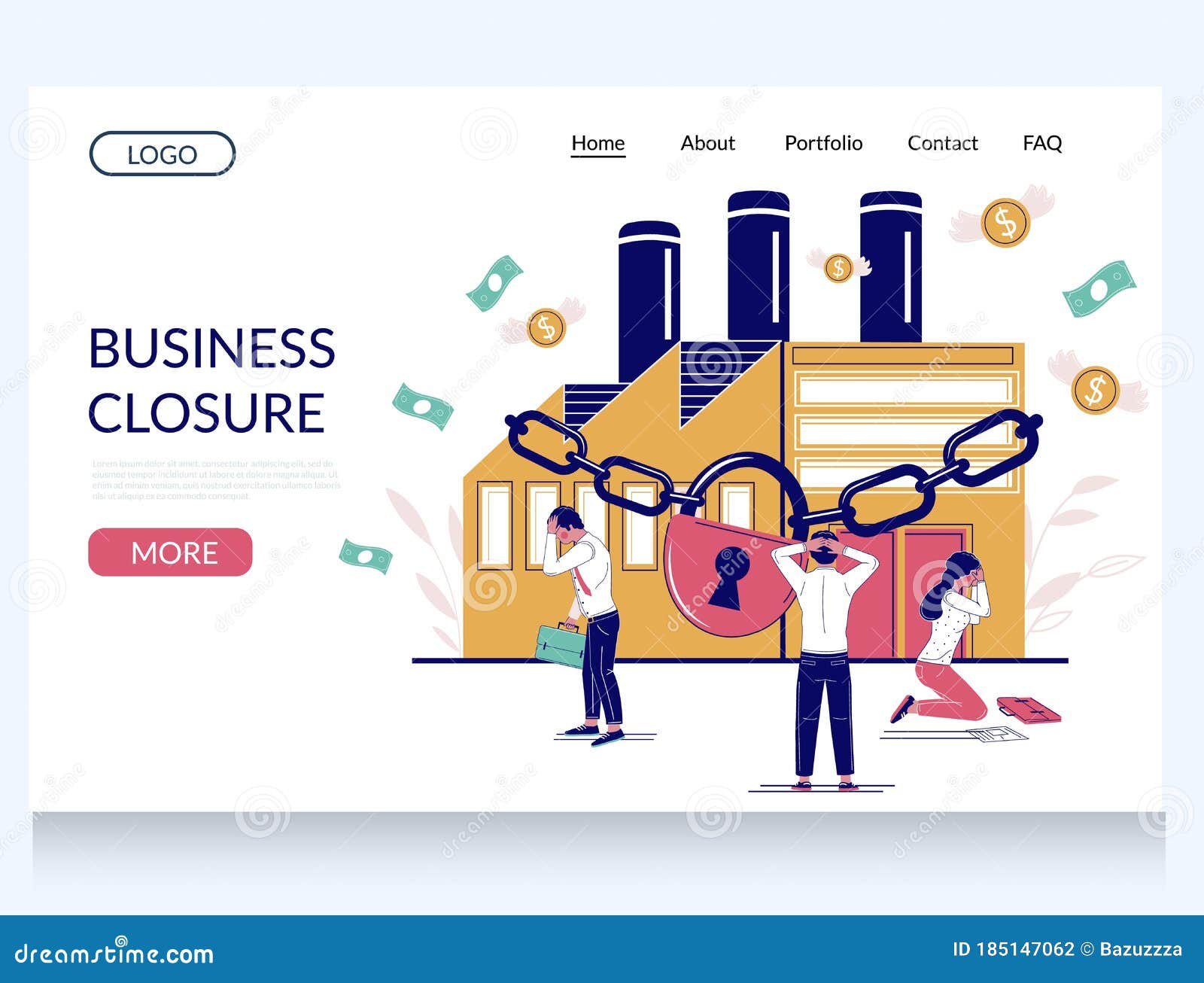 Business Closure Vector Website Landing Page Template Stock Vector ...