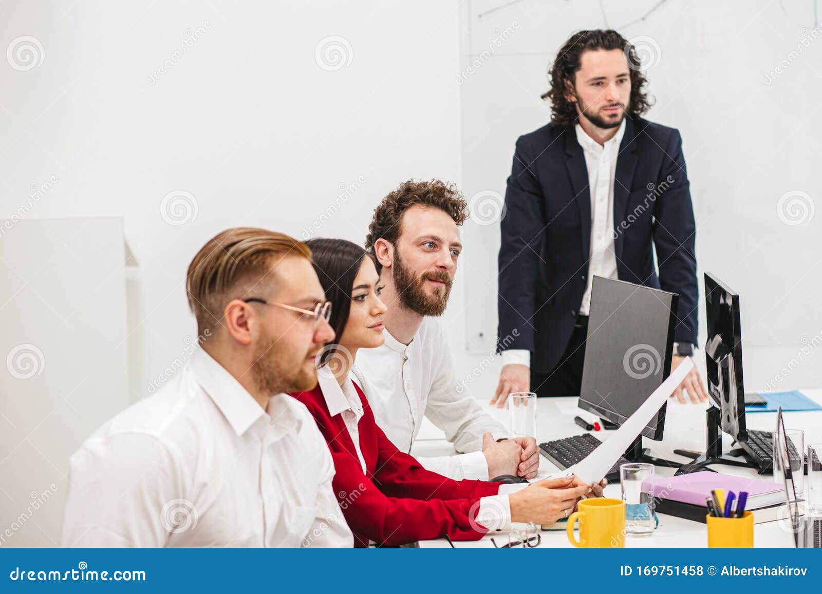 Business Co-workers in Office Stock Photo - Image of call, brainstorm ...