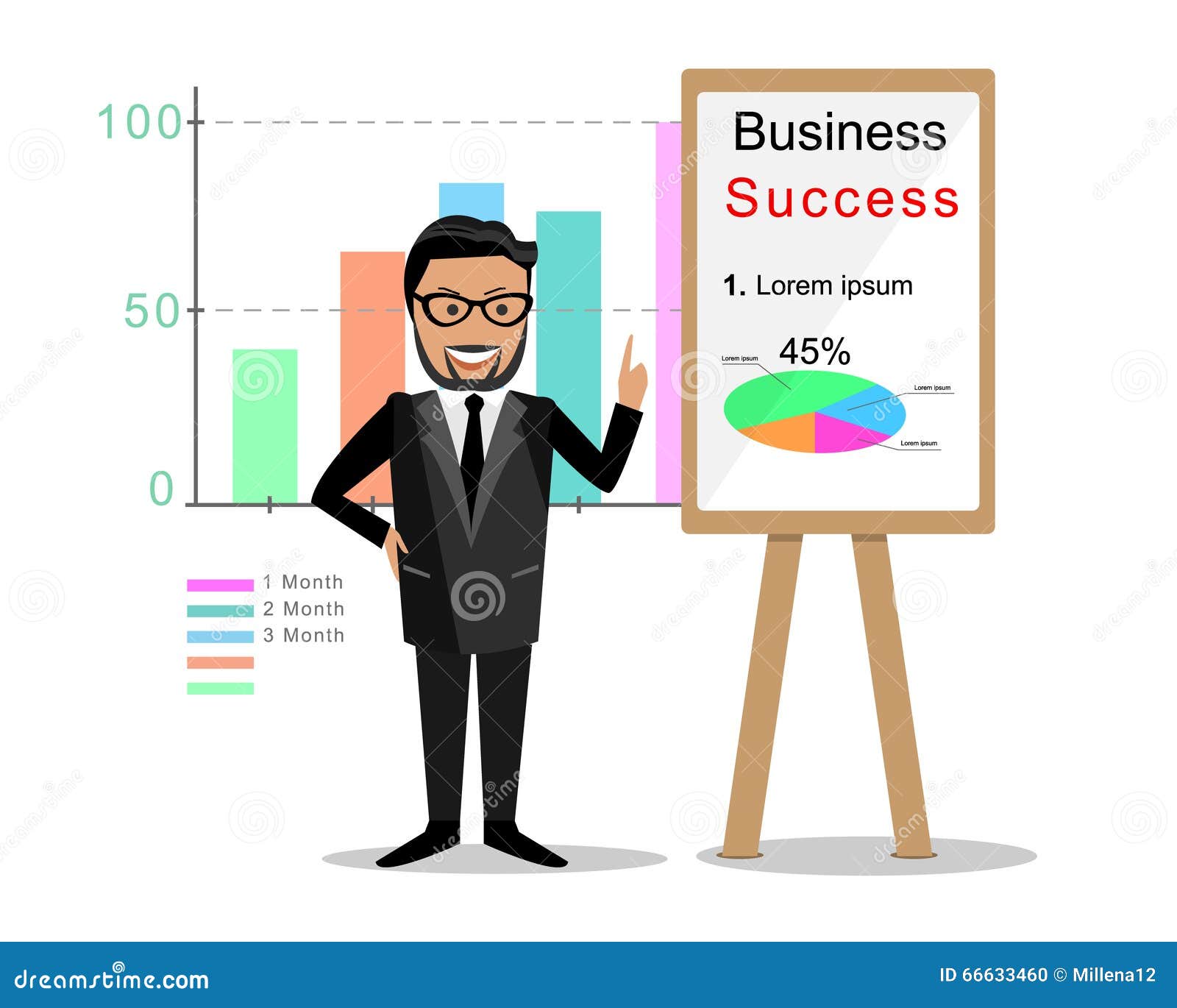 Business coach with board stock vector. Illustration of diagram - 66633460