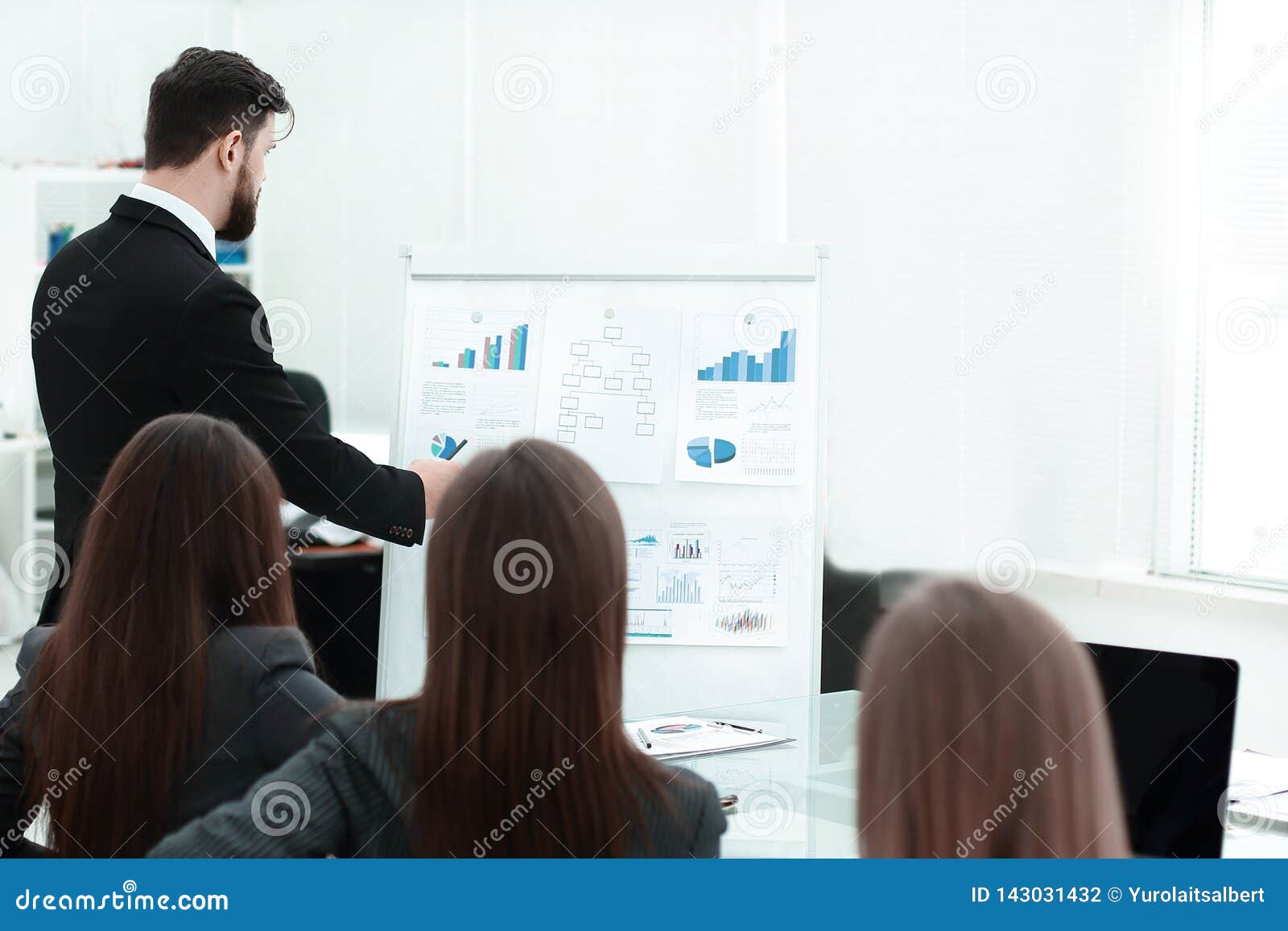 Business Coach Teaching Employees on Whiteboard at Corporate Training ...