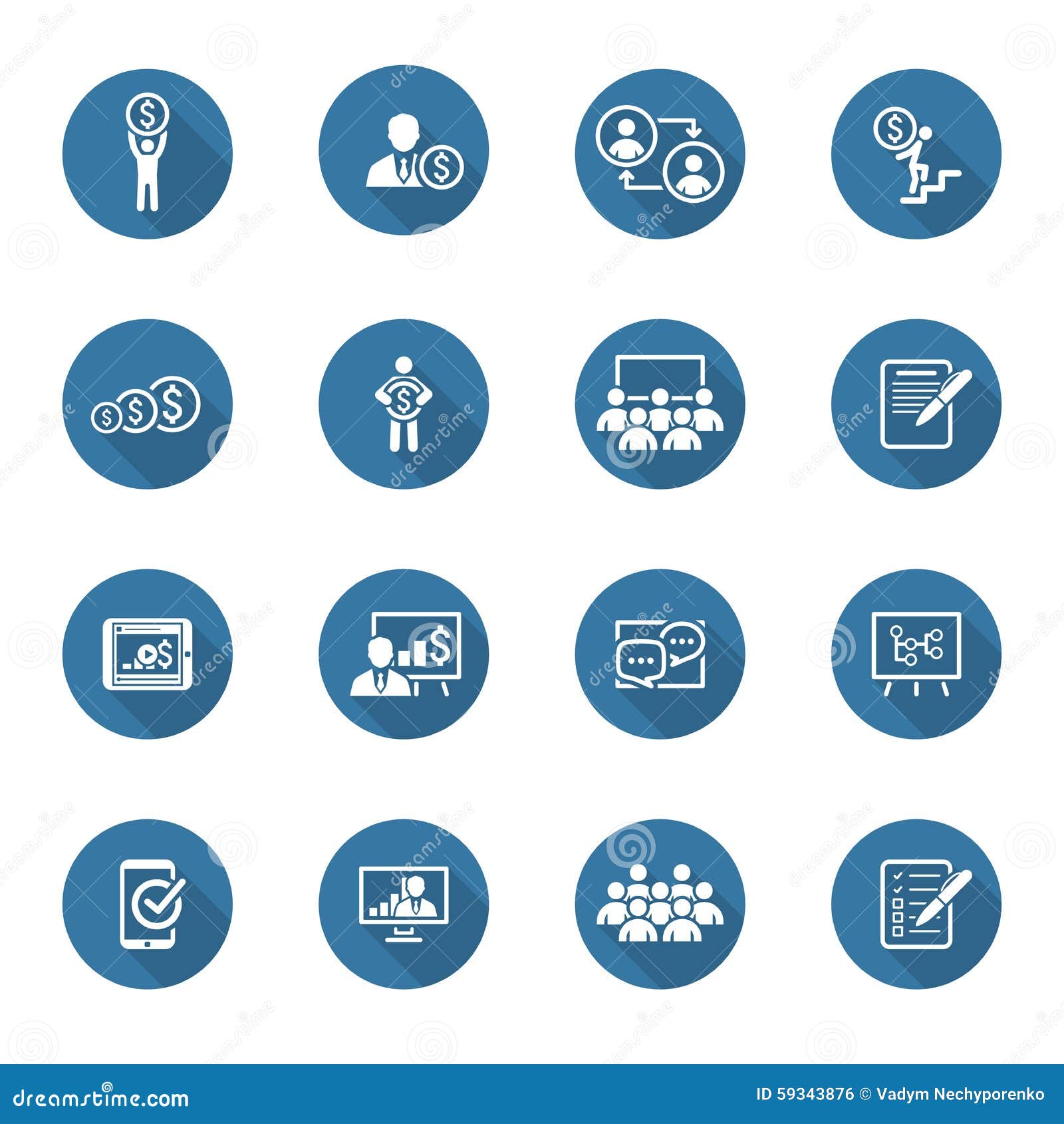 Business Coaching Icon Set. Online Learning. Flat Design Stock Vector ...