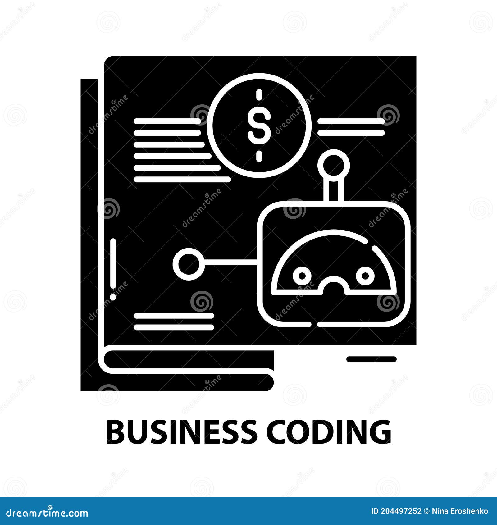 Business Coding Icon, Black Vector Sign with Editable Strokes, Concept ...