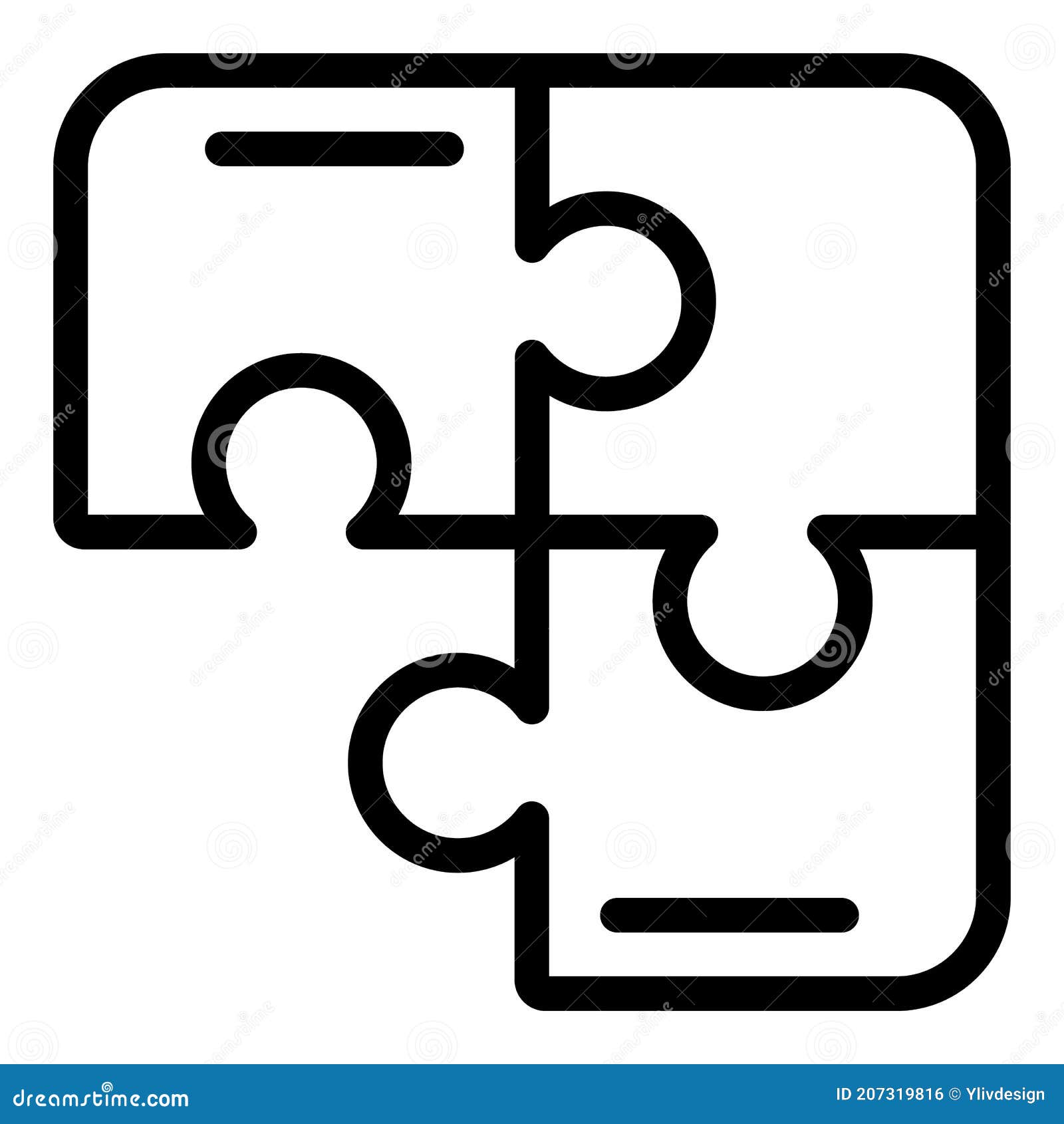 Business Collaboration Puzzle Icon, Outline Style Stock Illustration ...