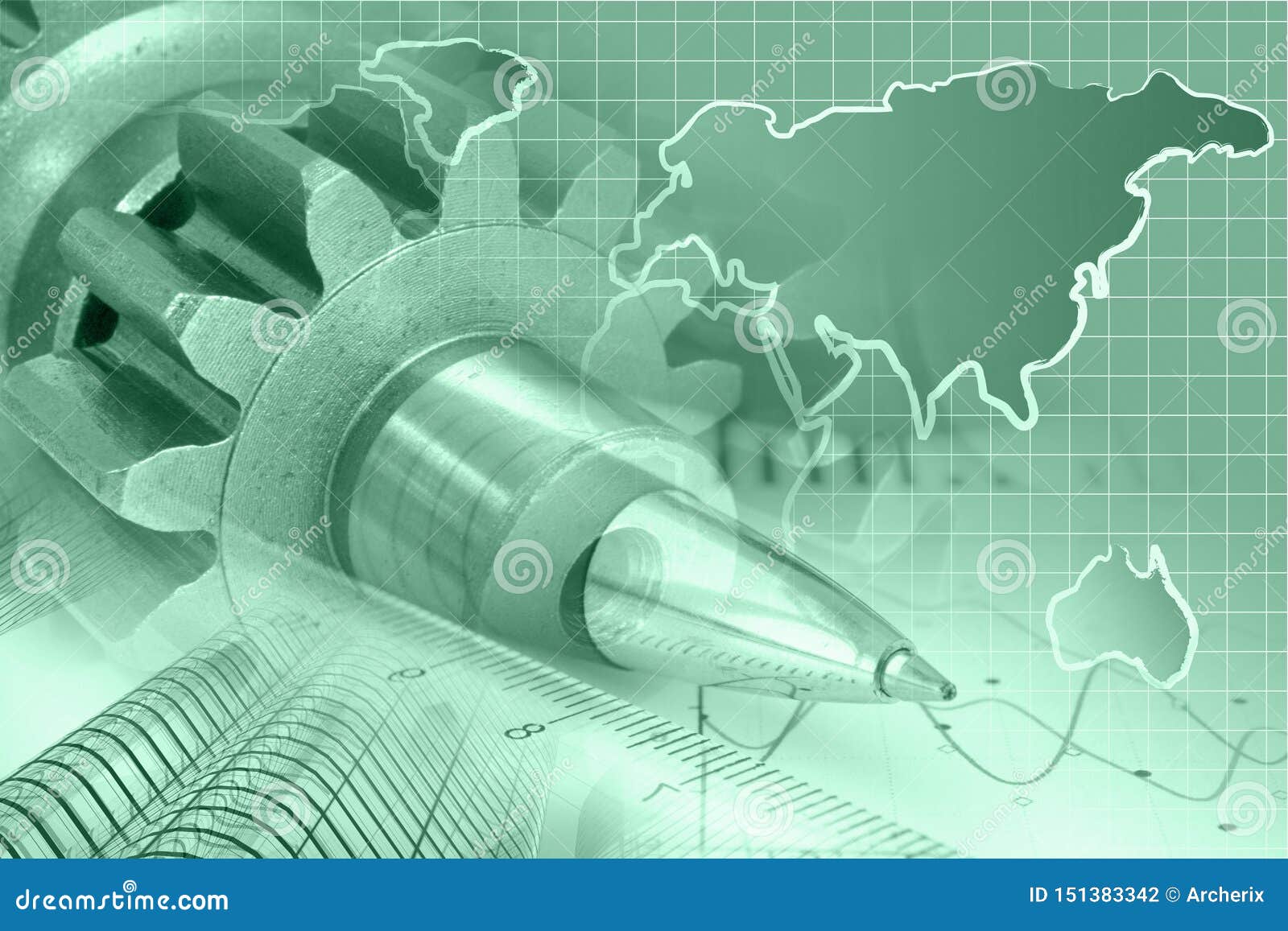 Gear, graph and map stock photo. Image of invest, exchange - 151383342