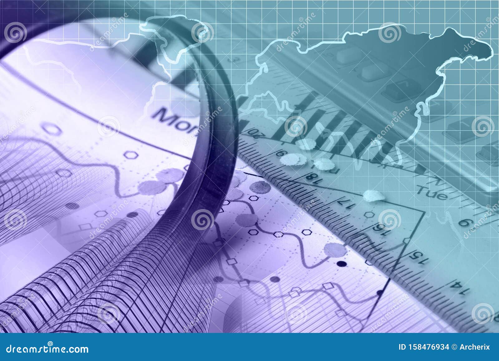 Map, graph and buildings stock photo. Image of funds - 158476934