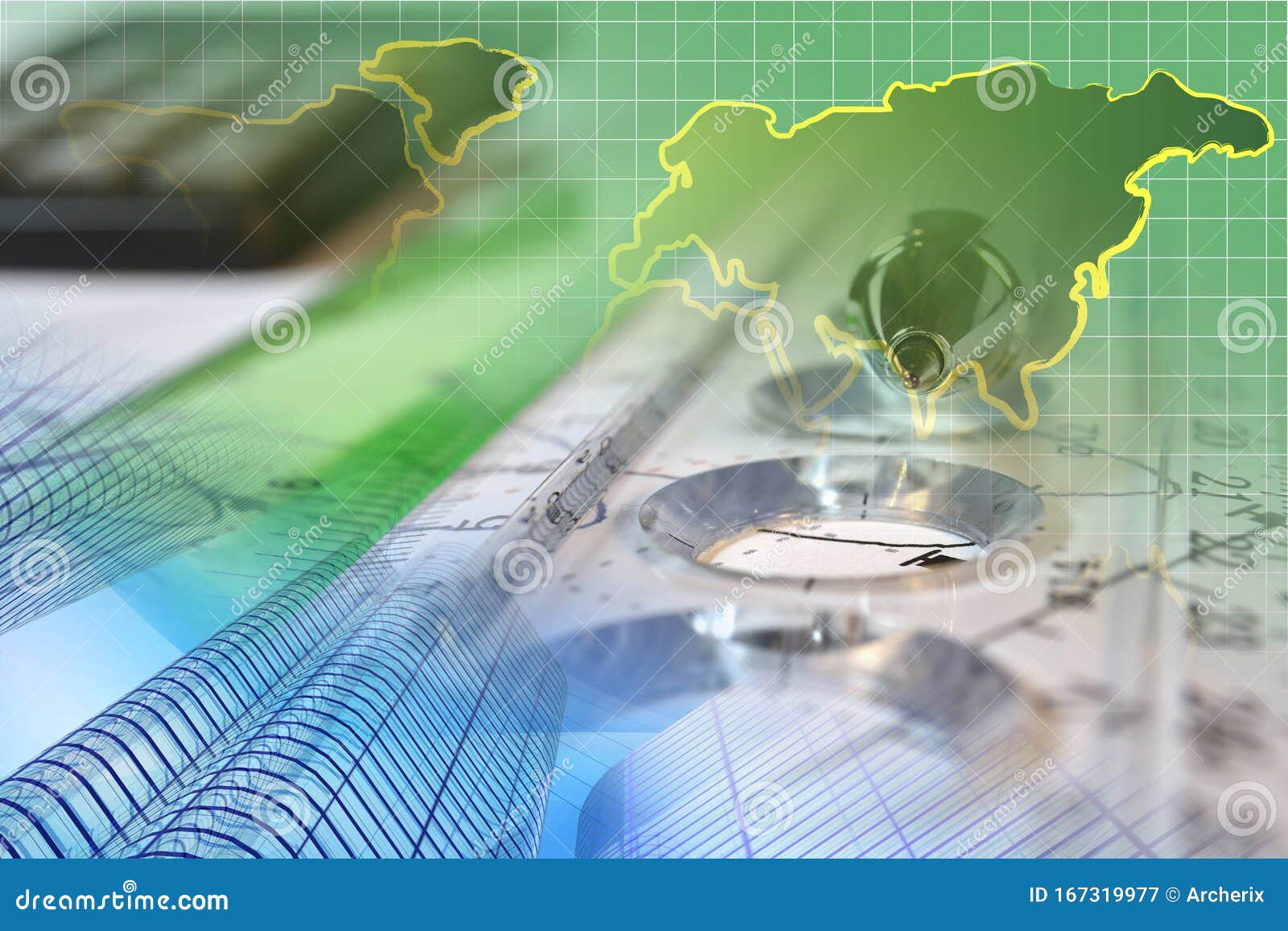 Map, graph and buildings stock image. Image of graph - 167319977