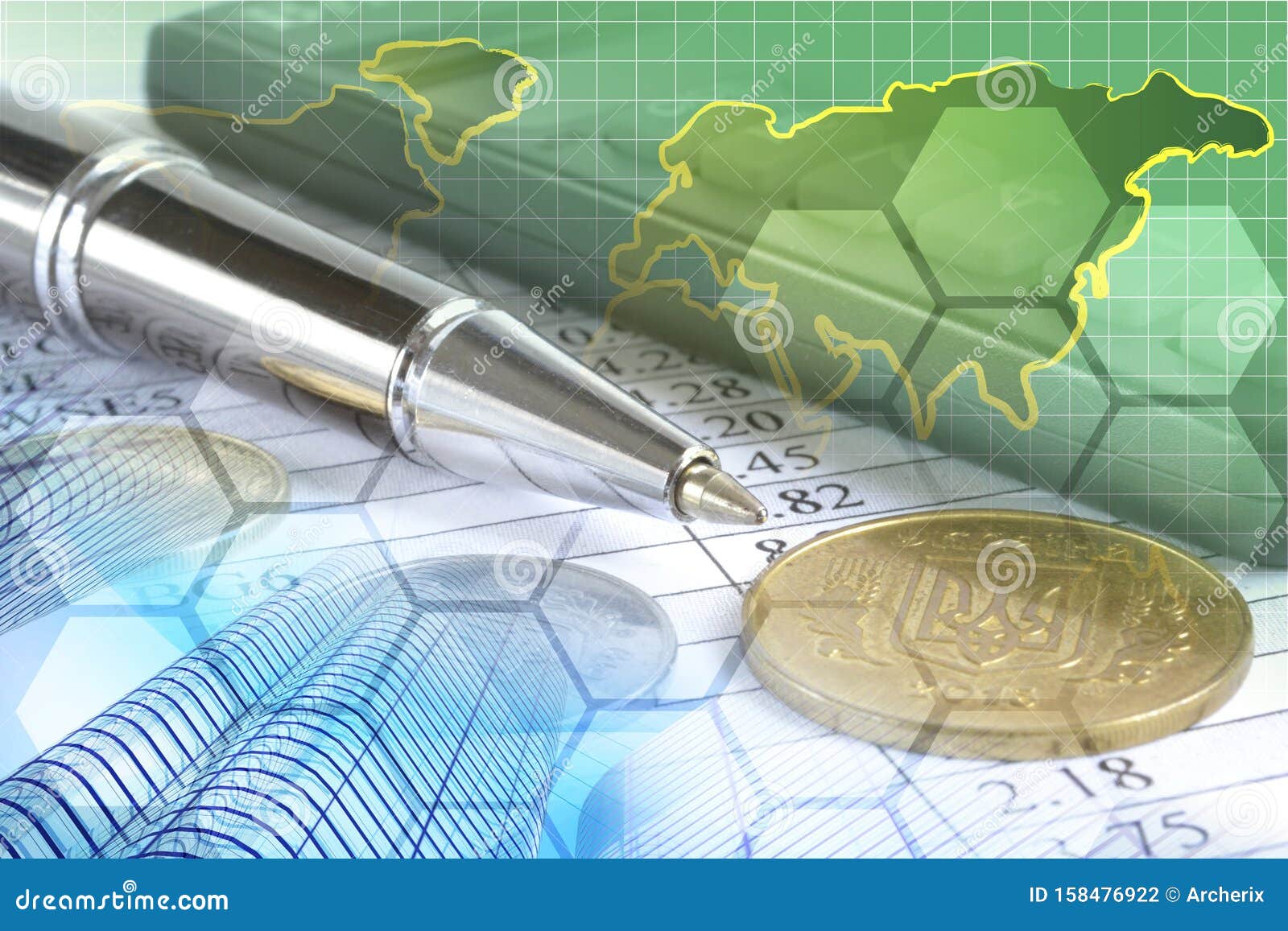 Map, table and buildings stock photo. Image of effectiveness - 158476922