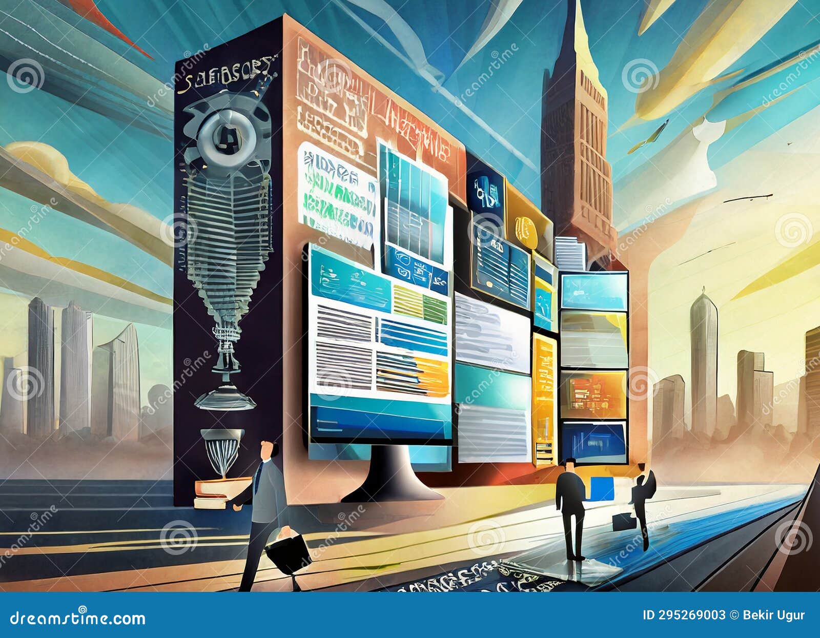 Business Collage with Text and Web Pages Stock Illustration ...
