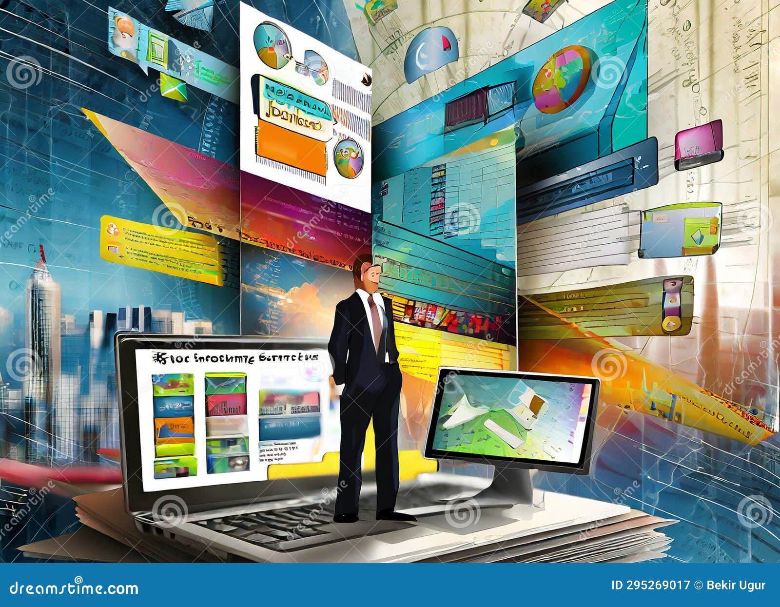Business Collage with Text and Web Pages Stock Illustration ...