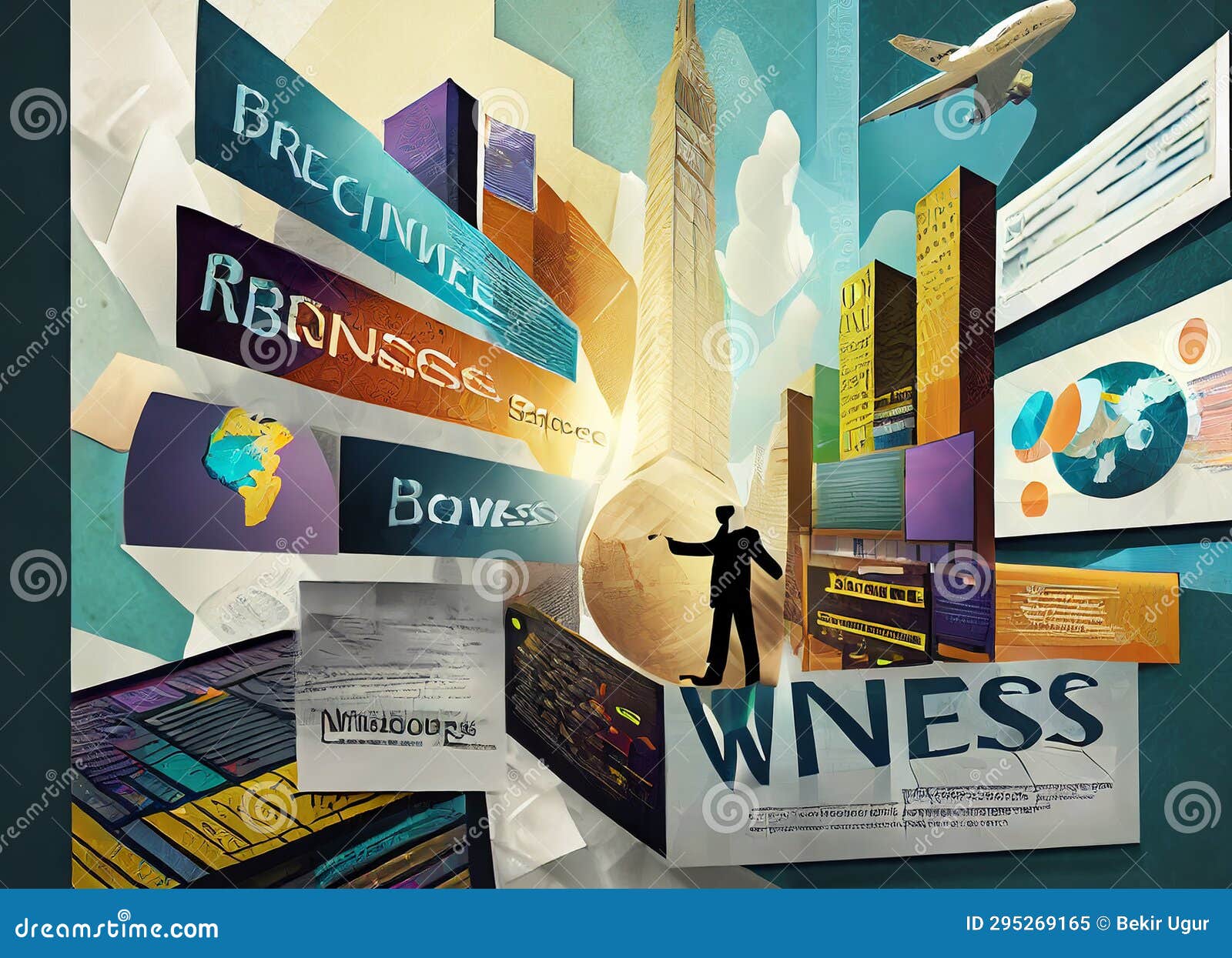 Business Collage with Text and Web Pages Stock Illustration ...