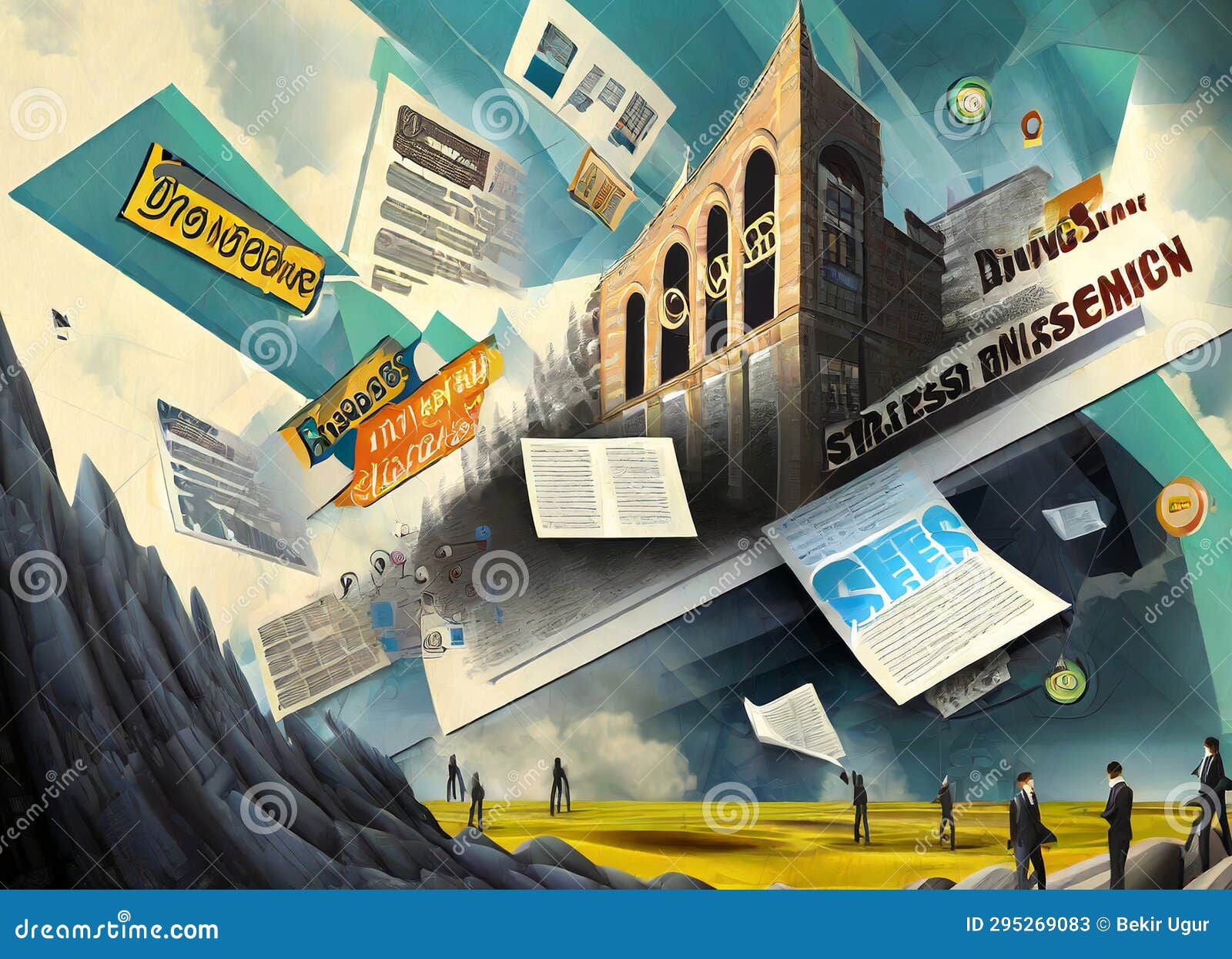 Business Collage with Text and Web Pages Stock Illustration ...