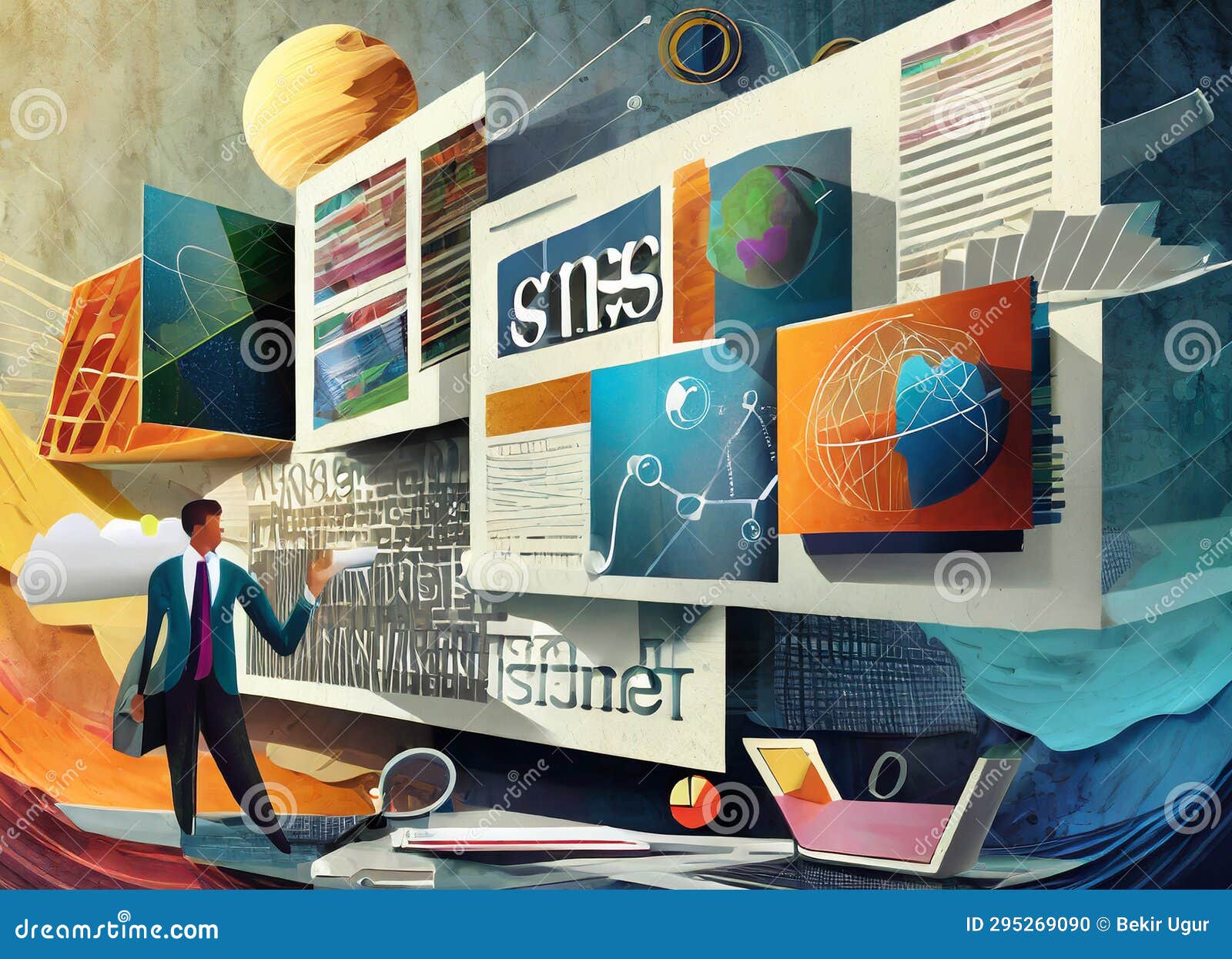 Business Collage with Text and Web Pages Stock Illustration ...