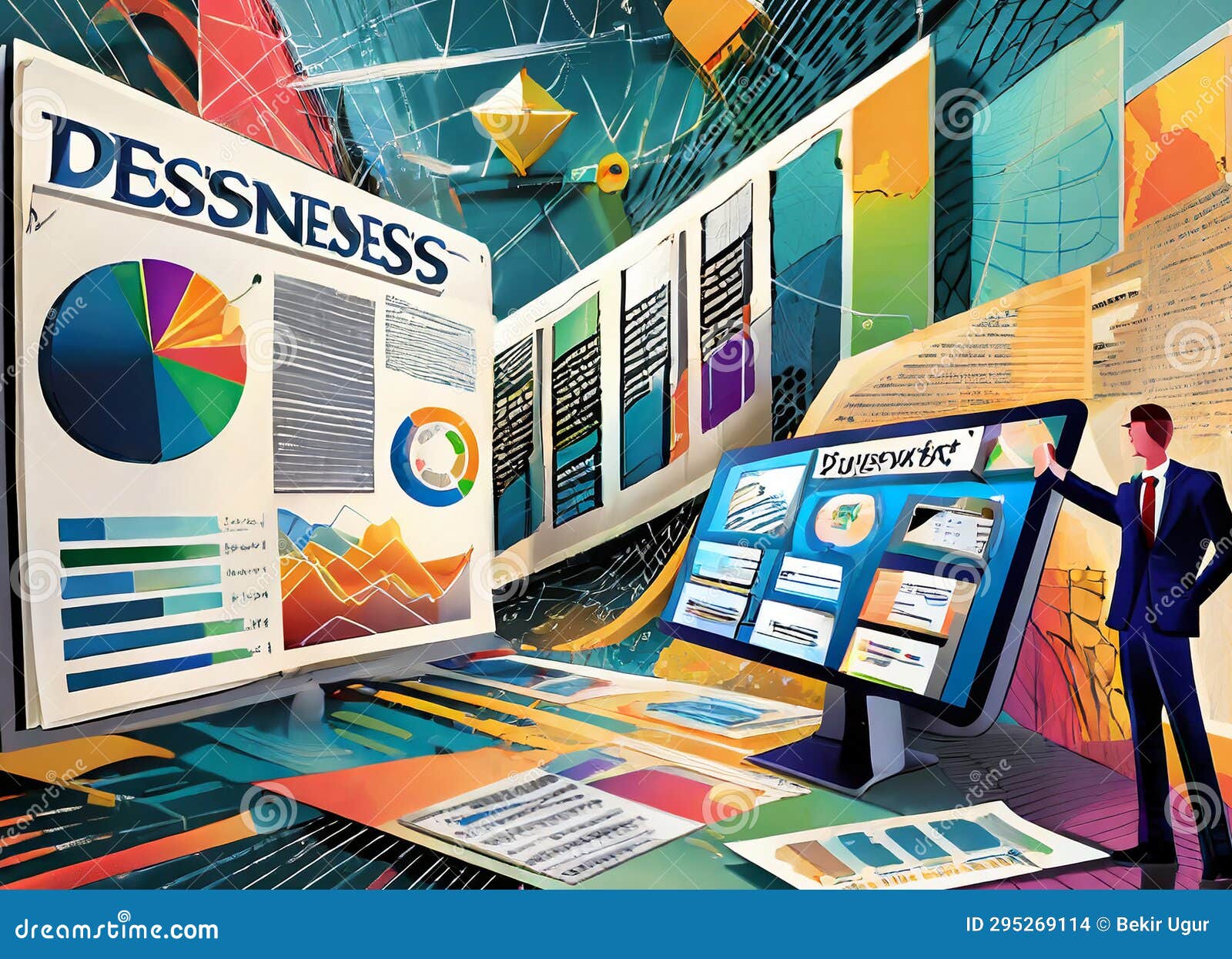 Business Collage with Text and Web Pages Stock Illustration ...