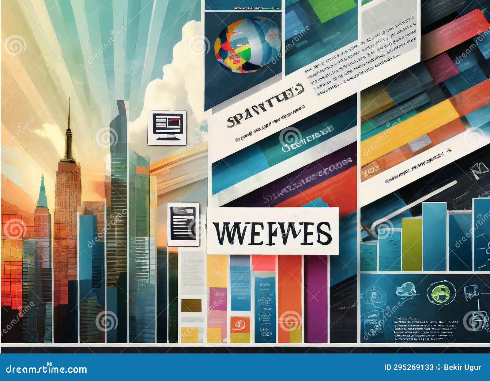 Business Collage with Text and Web Pages Stock Illustration ...