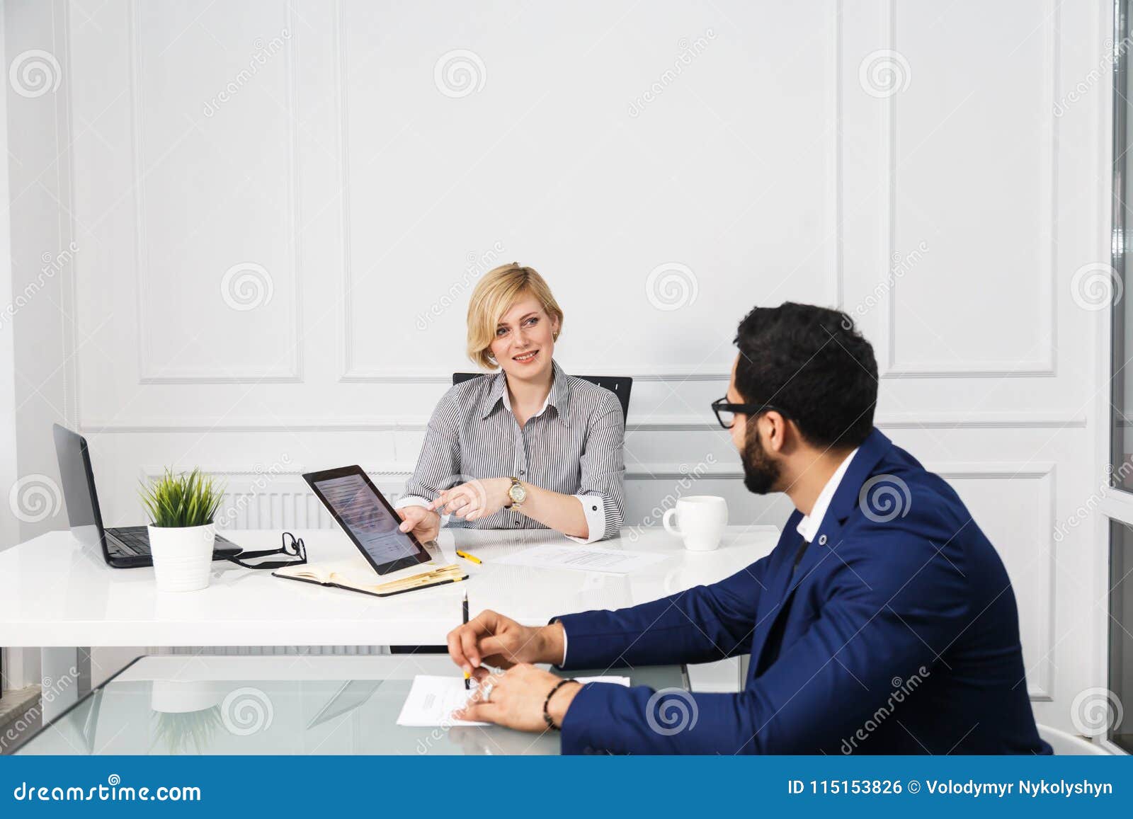 Using Tablet in Work stock photo. Image of business - 115153826