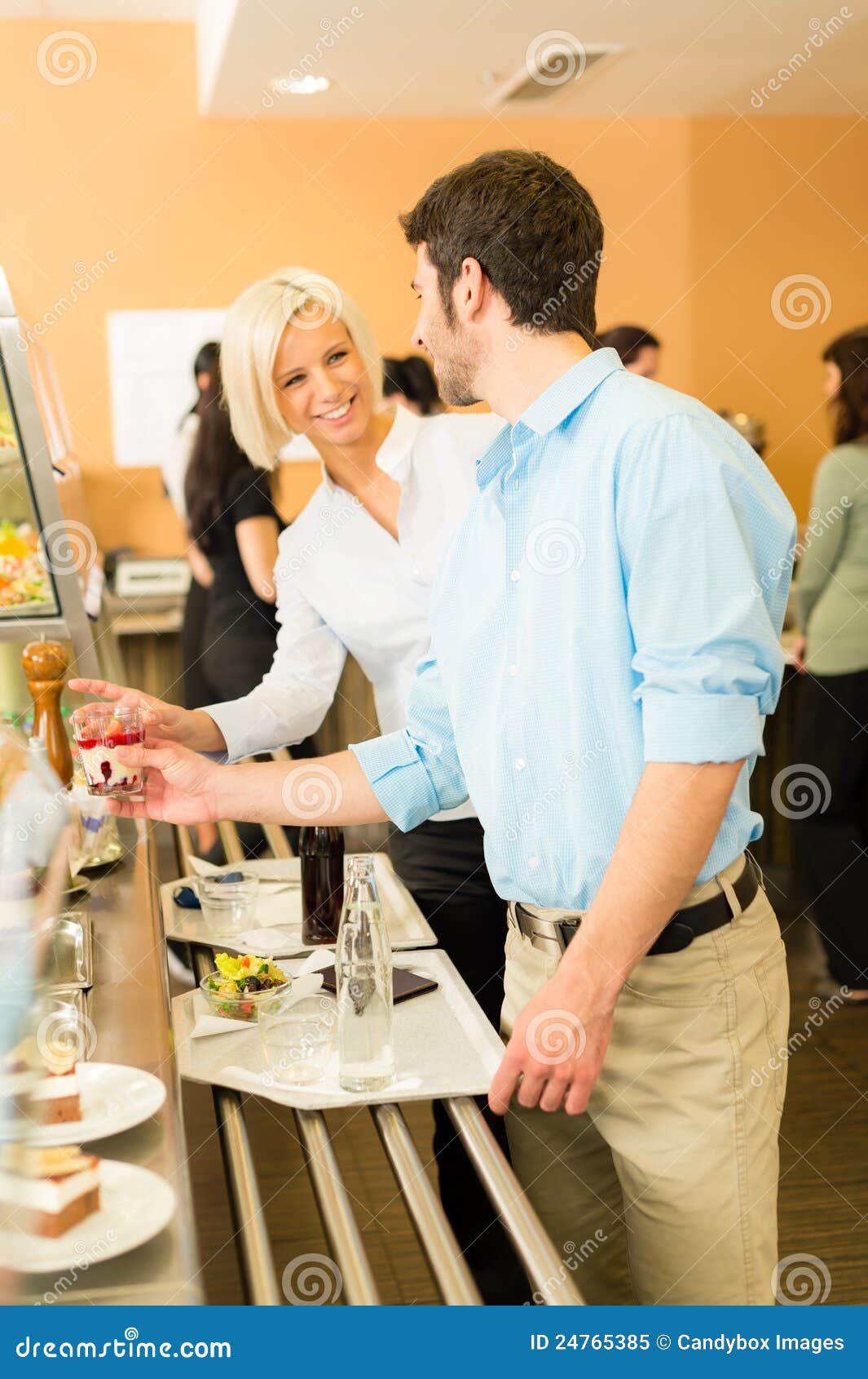 Business Colleagues at Cafeteria Chatting Stock Image - Image of male ...