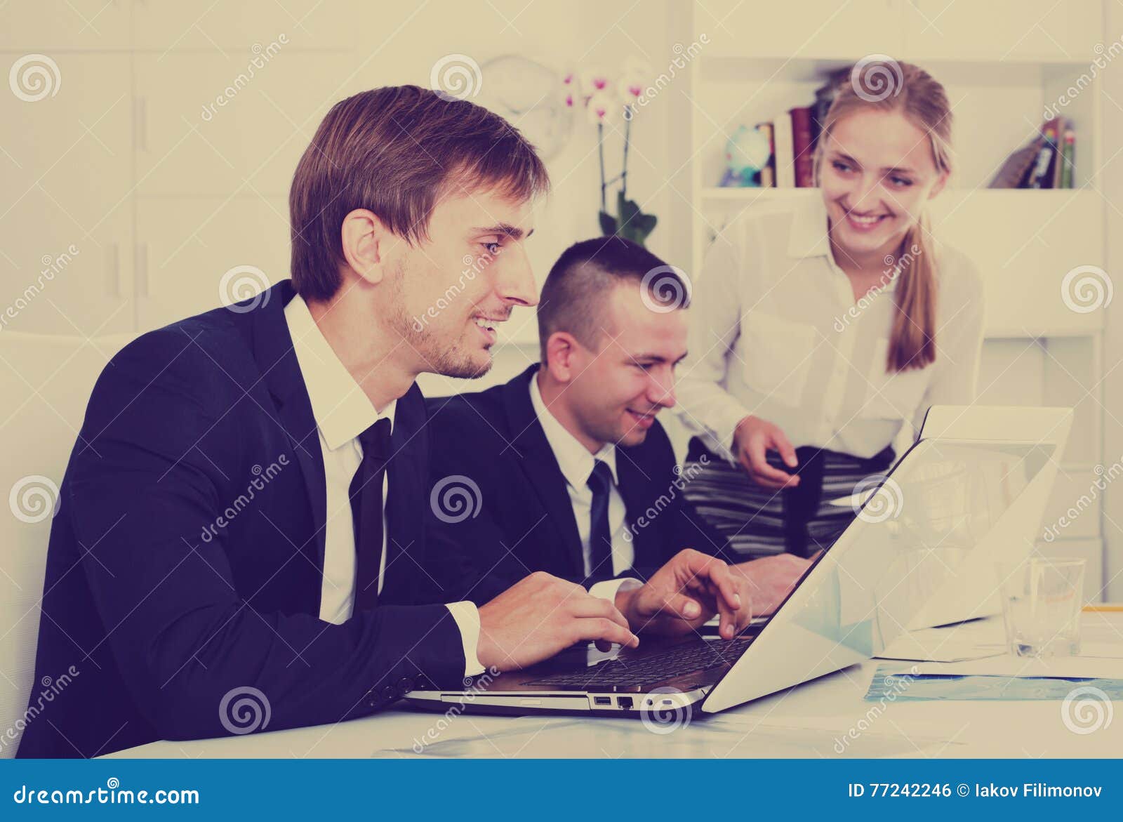 Business Colleagues Chatting about Work Task Stock Photo - Image of ...