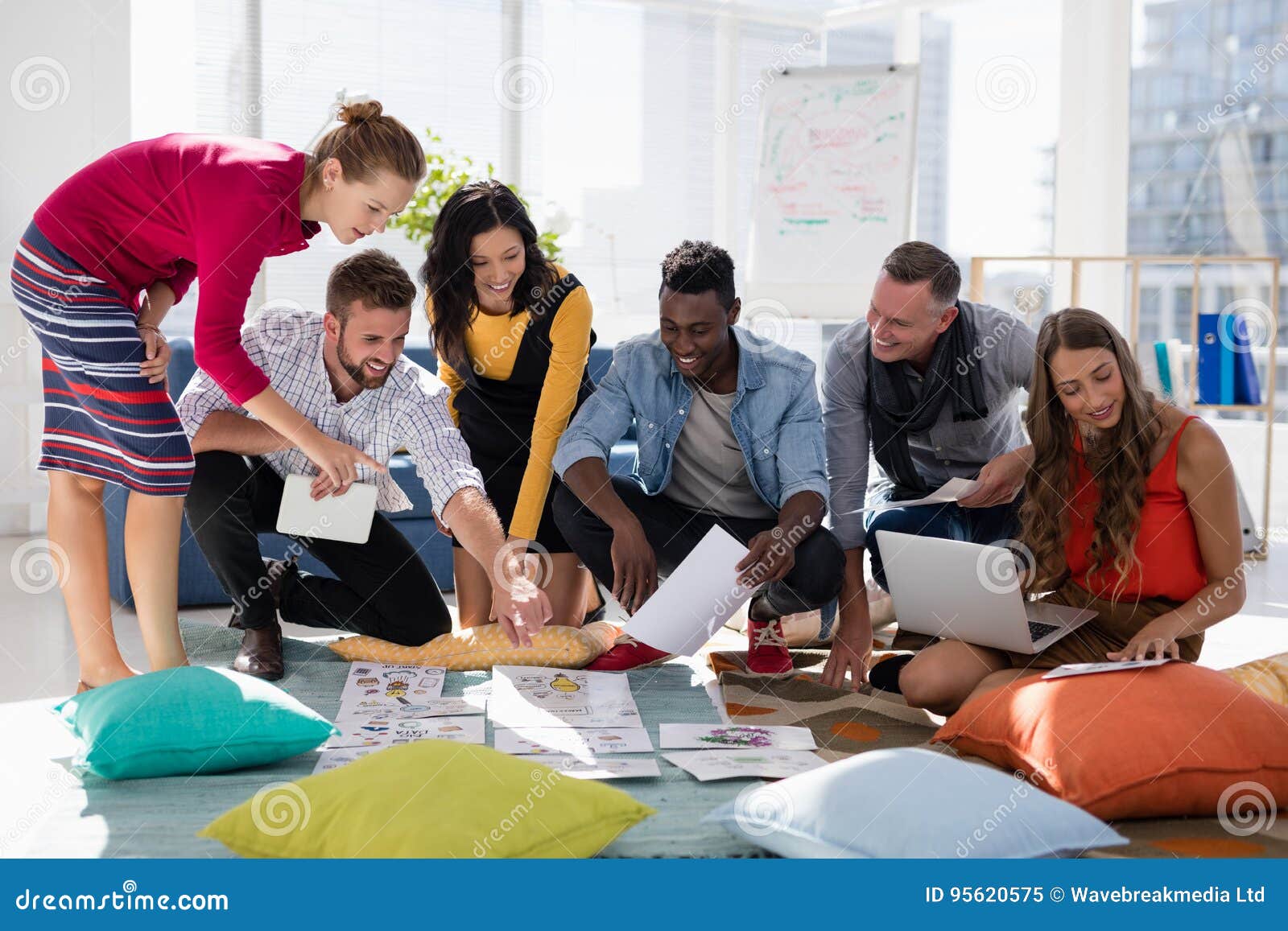 Business Colleagues Discussing Over Document Stock Image - Image of ...