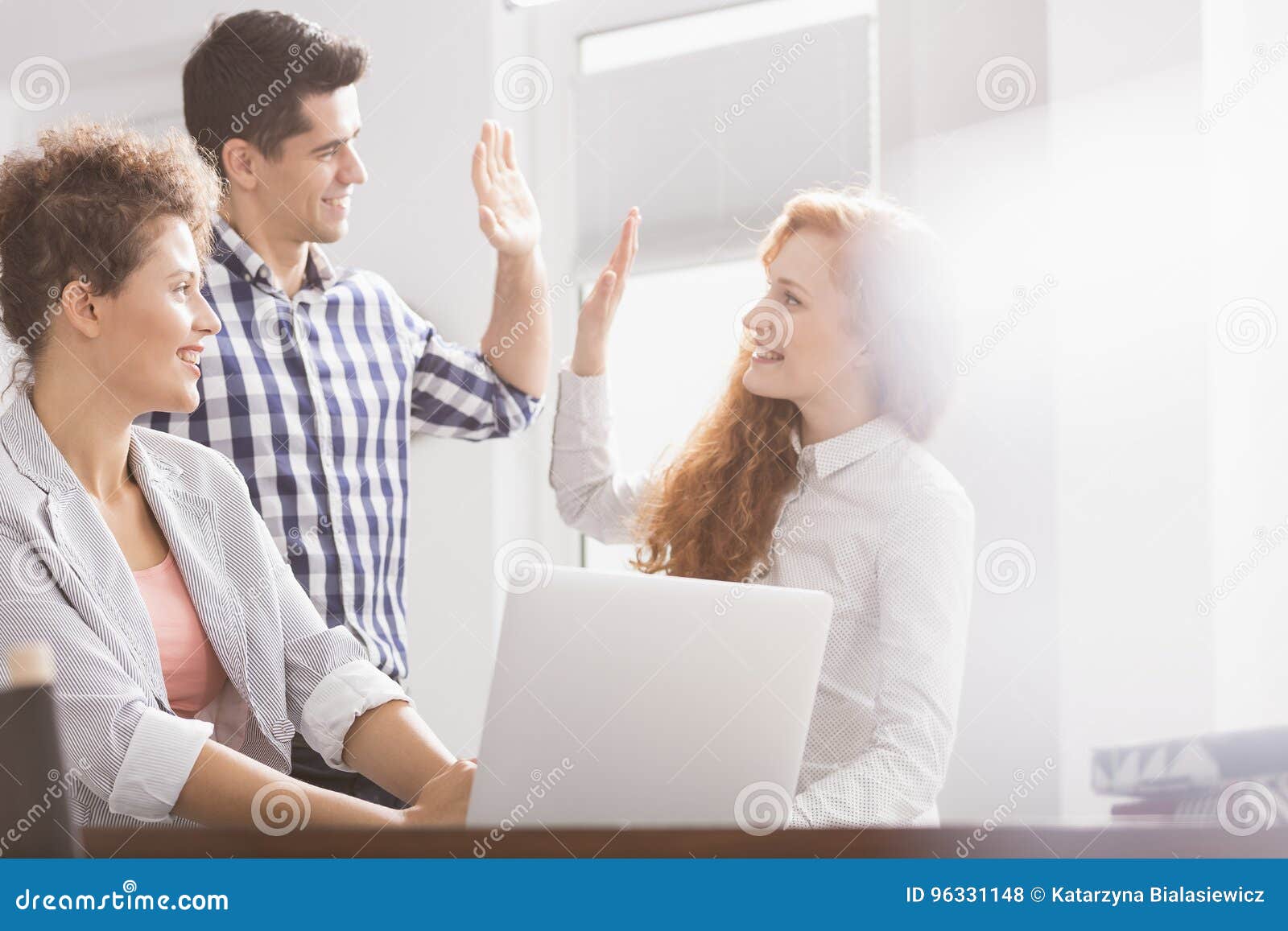 Business Colleagues Giving High Five Stock Photo - Image of goals ...