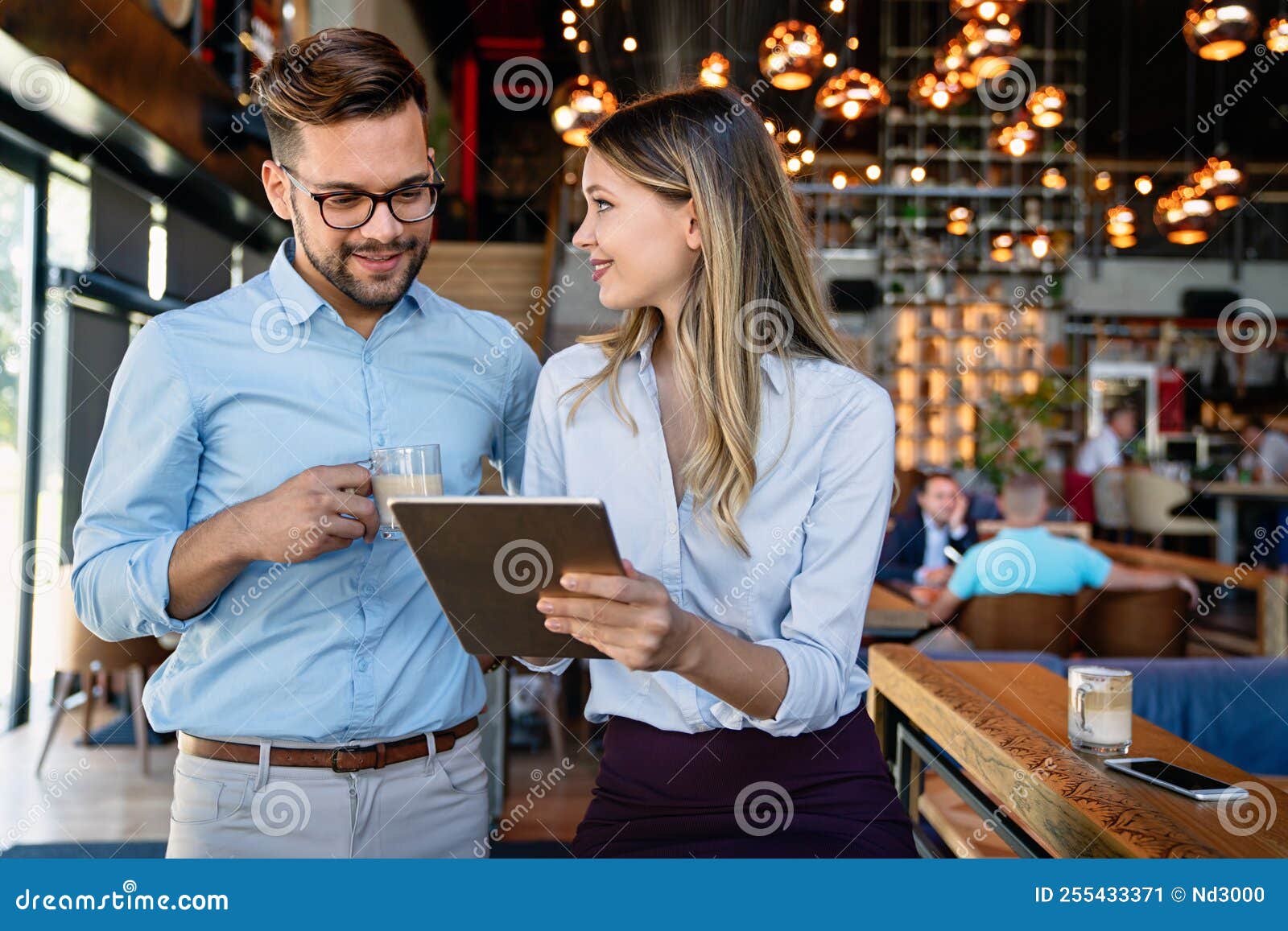 Business Colleagues Having Conversation during Coffee Break Stock Image ...