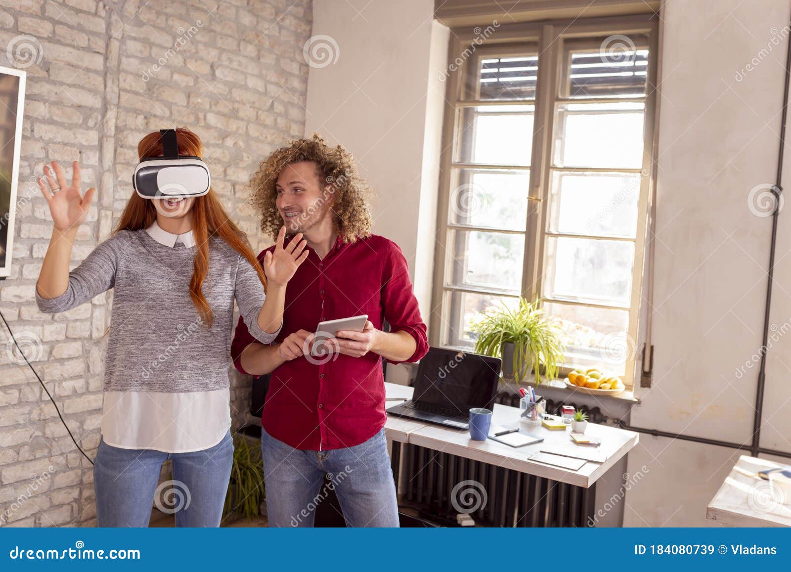 Business People Using VR Headset at the Office Stock Image - Image of ...