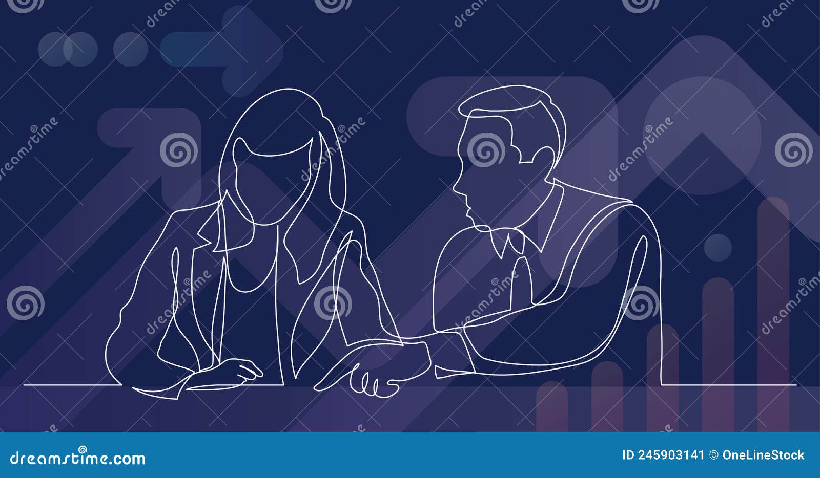 Business Colleagues Helping during Working Process - One Line Drawing ...