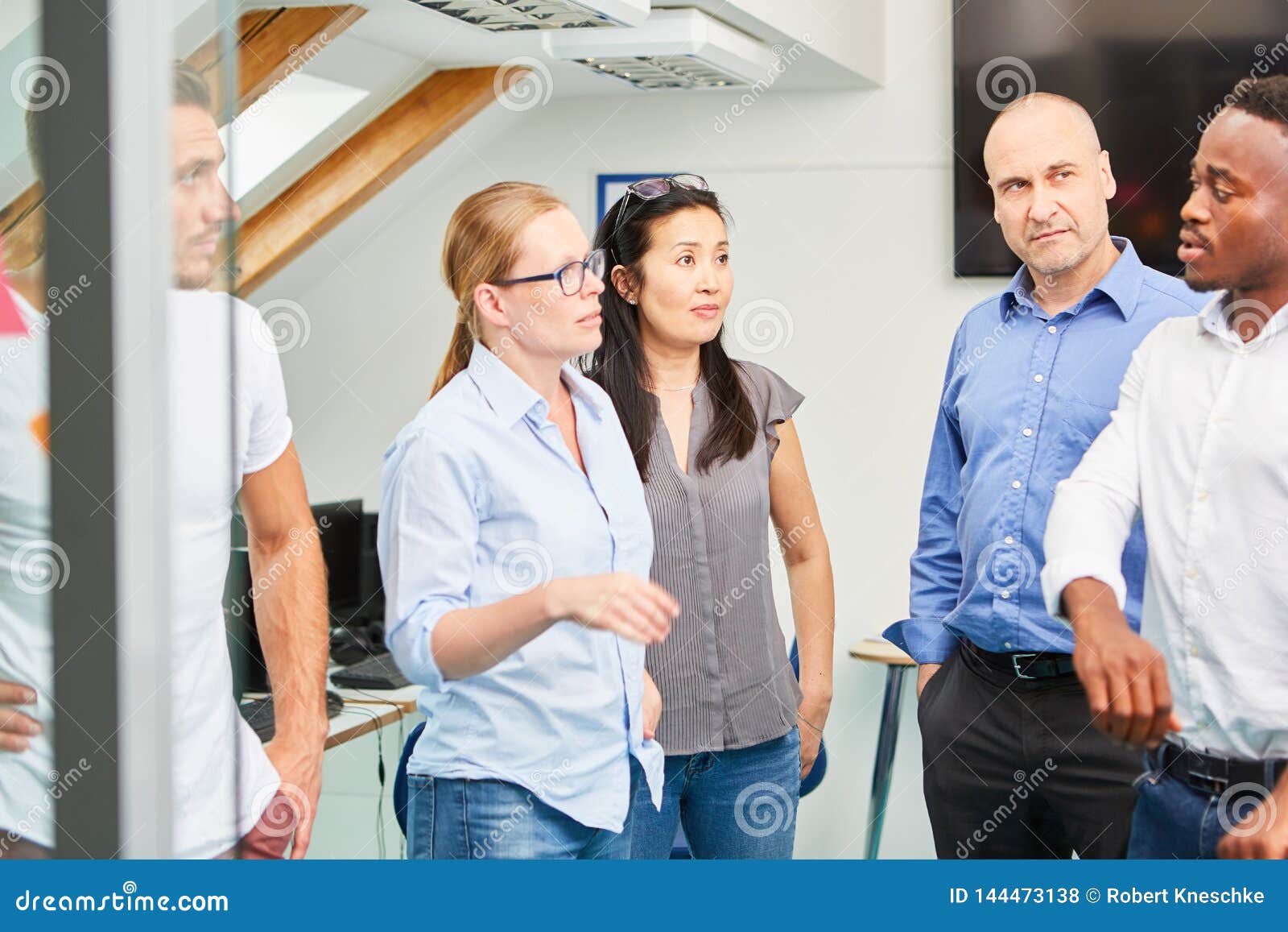 Business Colleagues Talk and Discuss in the Office Stock Photo - Image ...