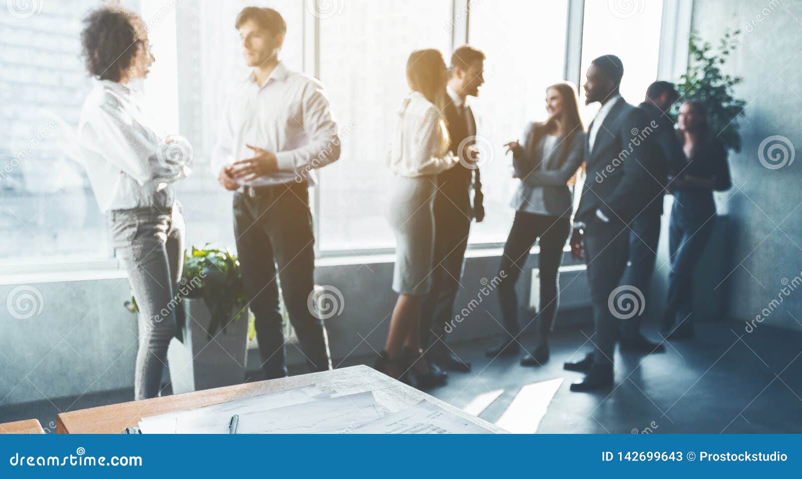 Business Colleagues Talking, Having Break in Office Stock Image - Image ...
