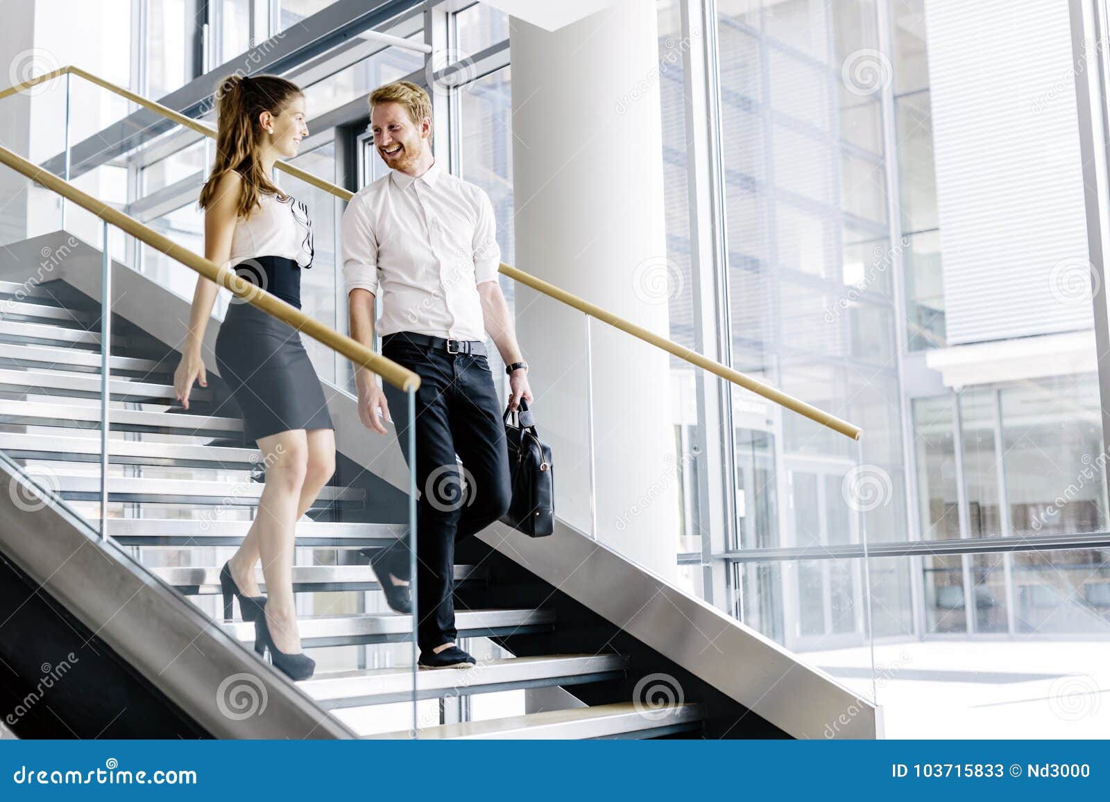 Business Colleagues Talking on Stairs Stock Image - Image of corporate ...