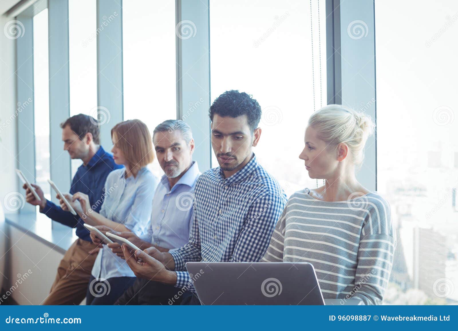 Business Colleagues Using Technologies at Office Stock Image - Image of ...