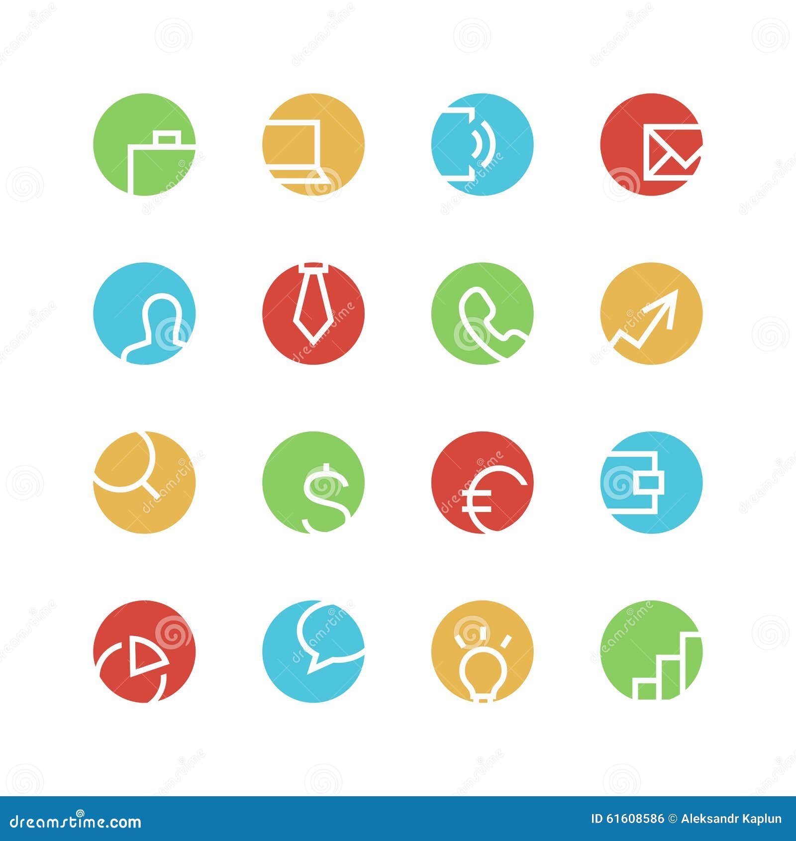 Business colored icon set stock vector. Illustration of contract - 61608586