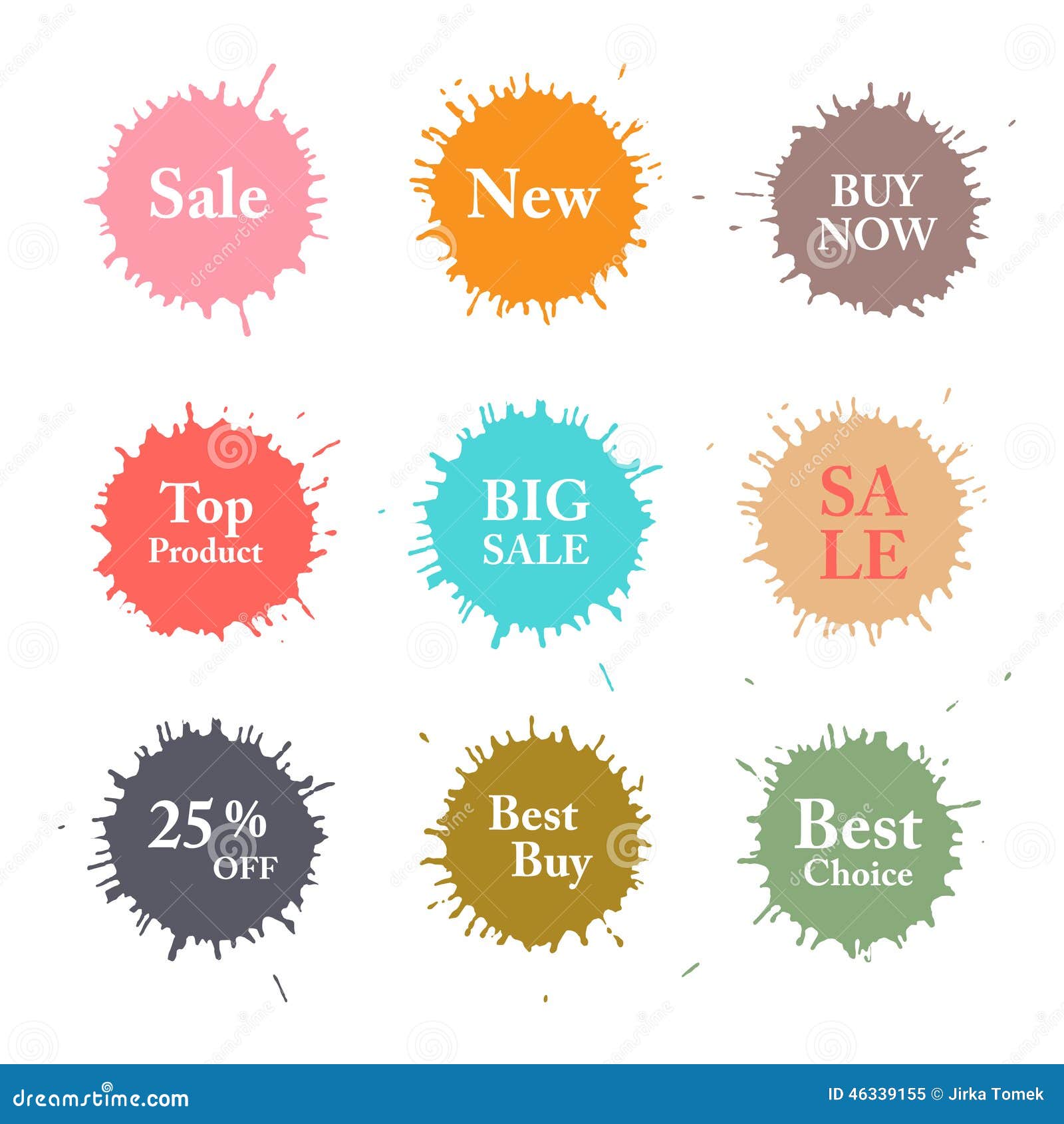 Business Colorful Vector Splashes Labels. Stock Vector - Illustration ...