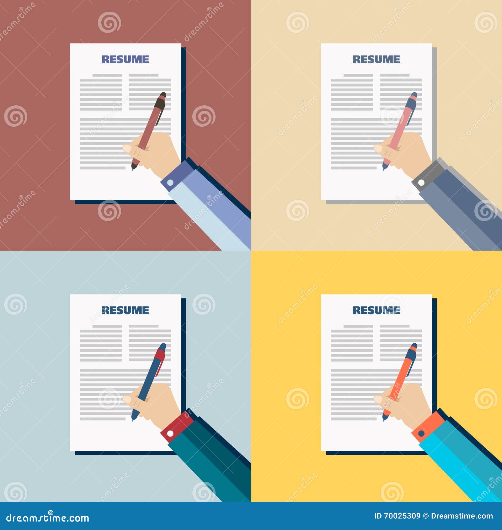 Business on Colour Background with Resume, Stock Illustration ...