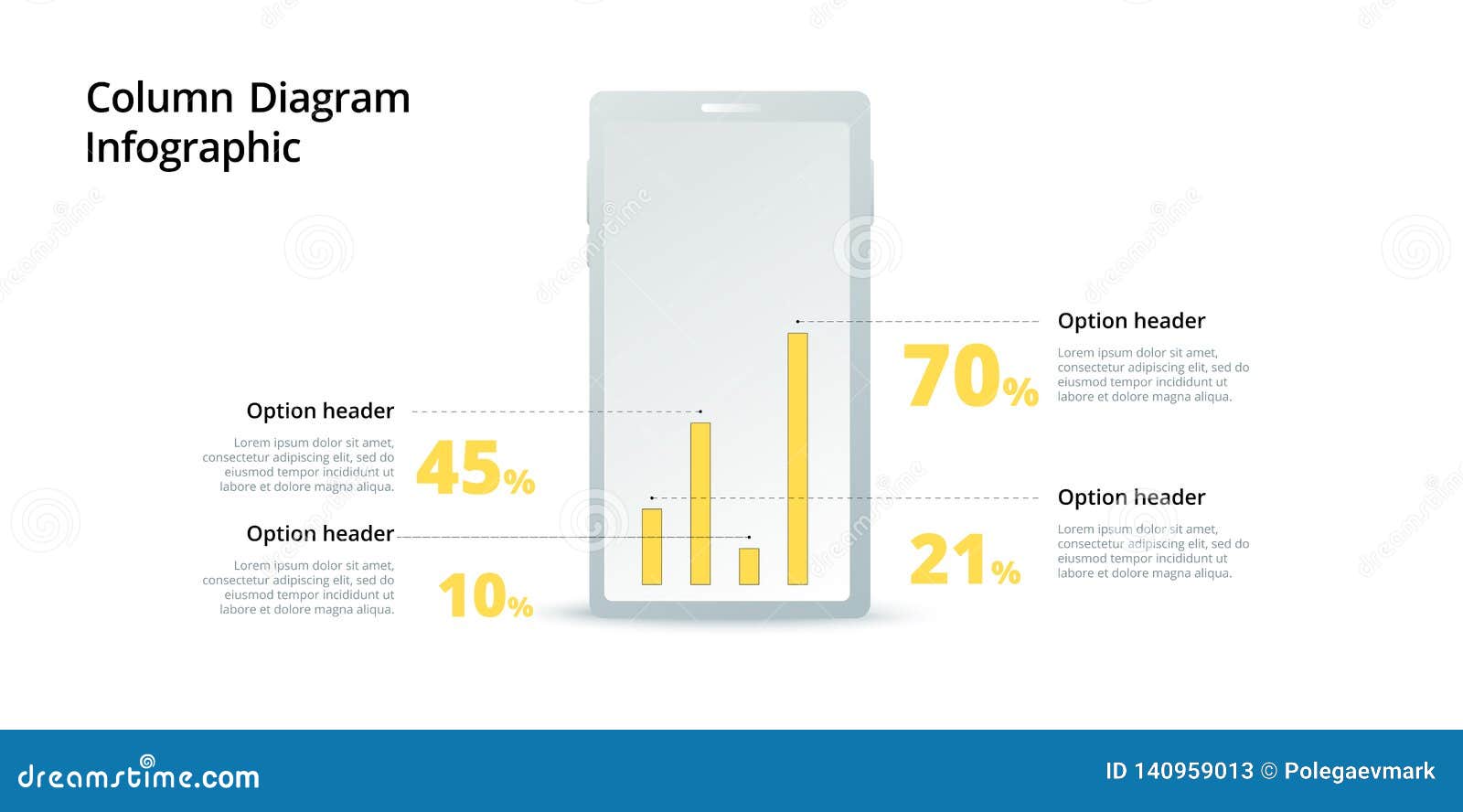 Business Column Chart Infographics with Editable Segments. Corporate ...
