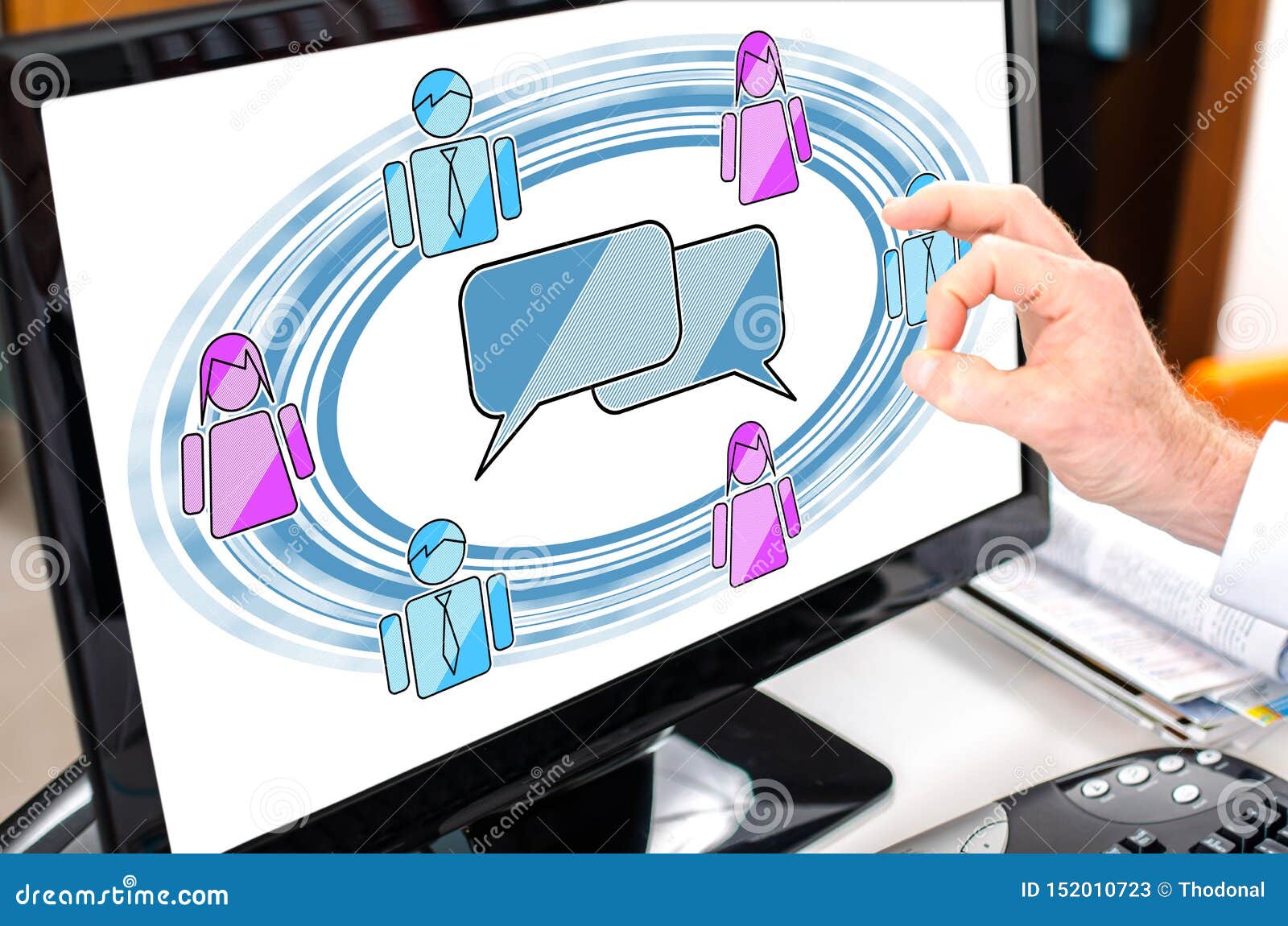 Business Communication Concept on a Computer Monitor Stock Image ...