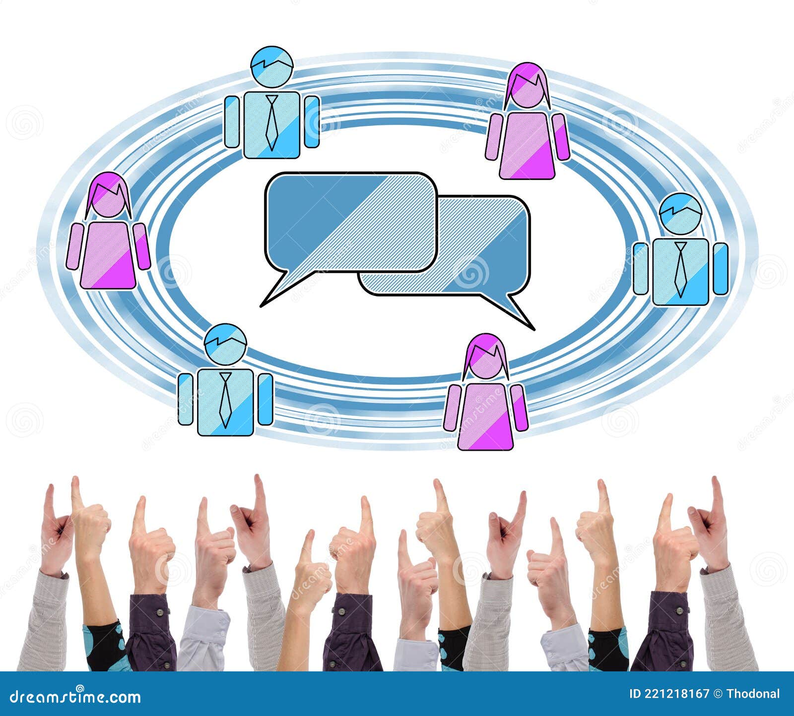 Business Communication Concept Pointed by Several Fingers Stock ...