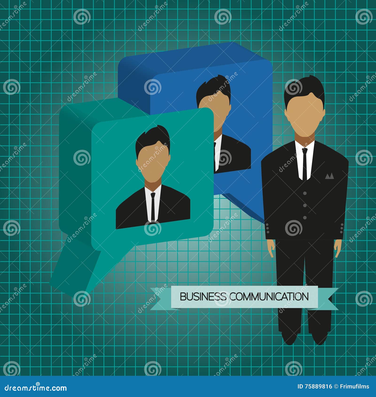 Business Communication with 3d Bubbles and Roles, Flat Design Stock ...