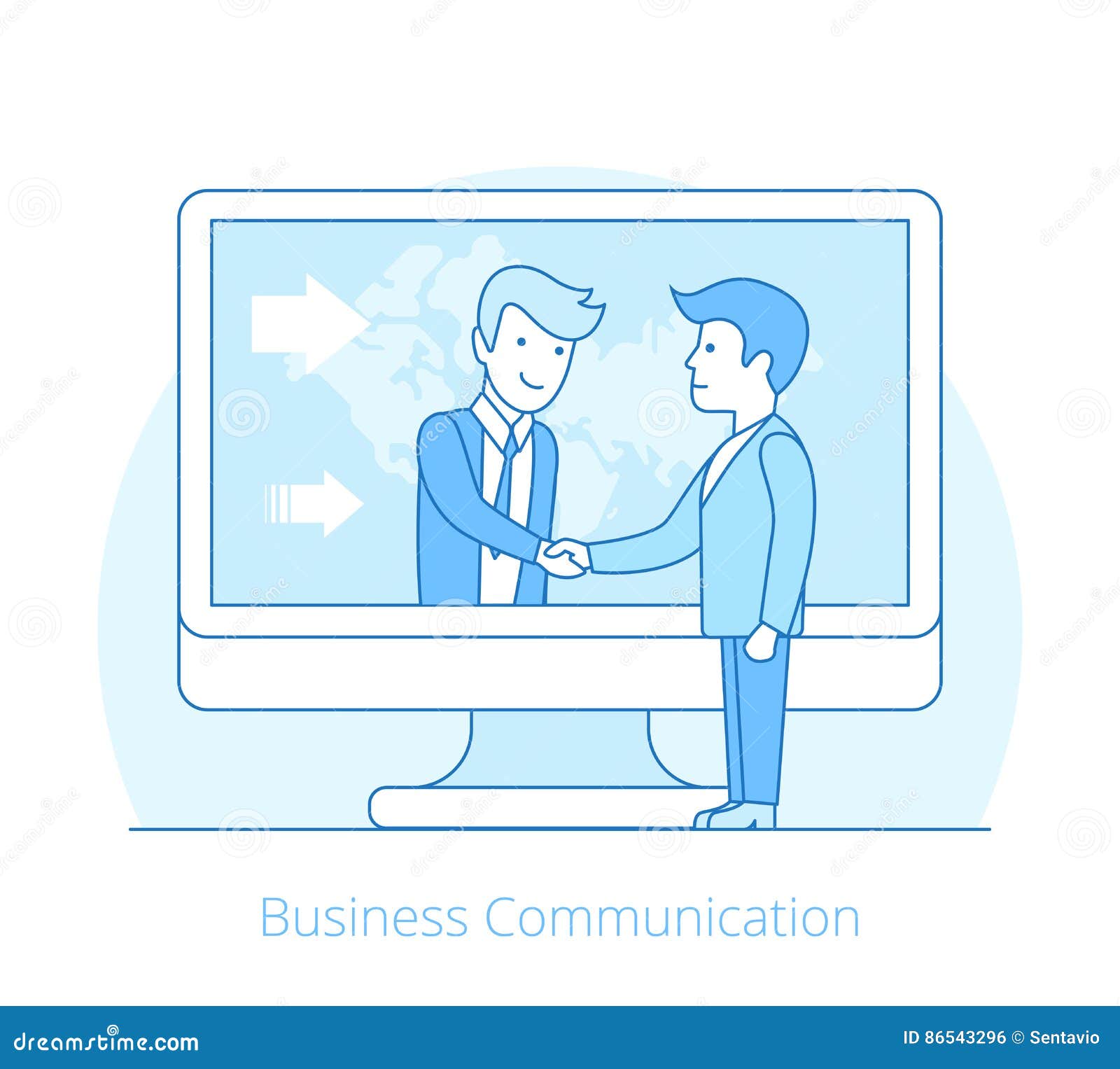 Business Communication Flat Line Art Style People Stock Vector ...