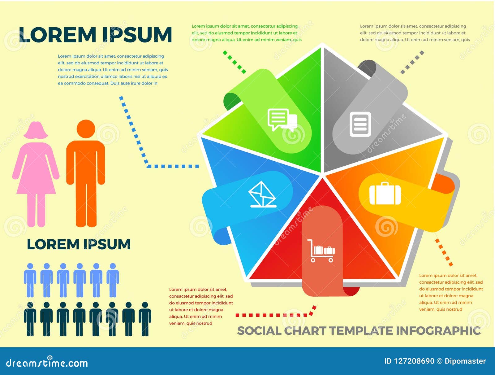 Business and Communication Infographic with Colorful Editable Vector ...