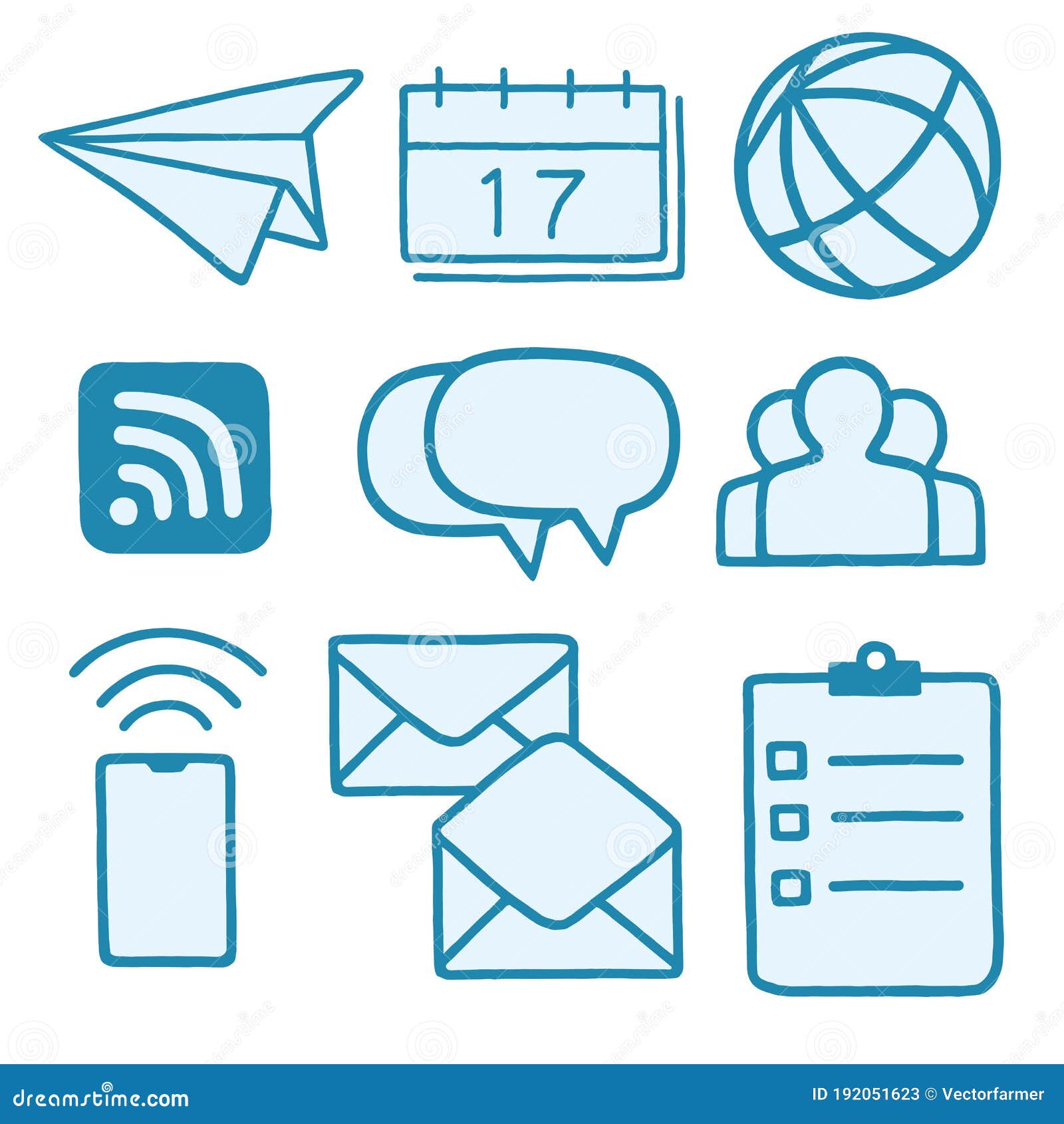 Business Communication Line Doodle Drawing Icons Set Pack Premium ...