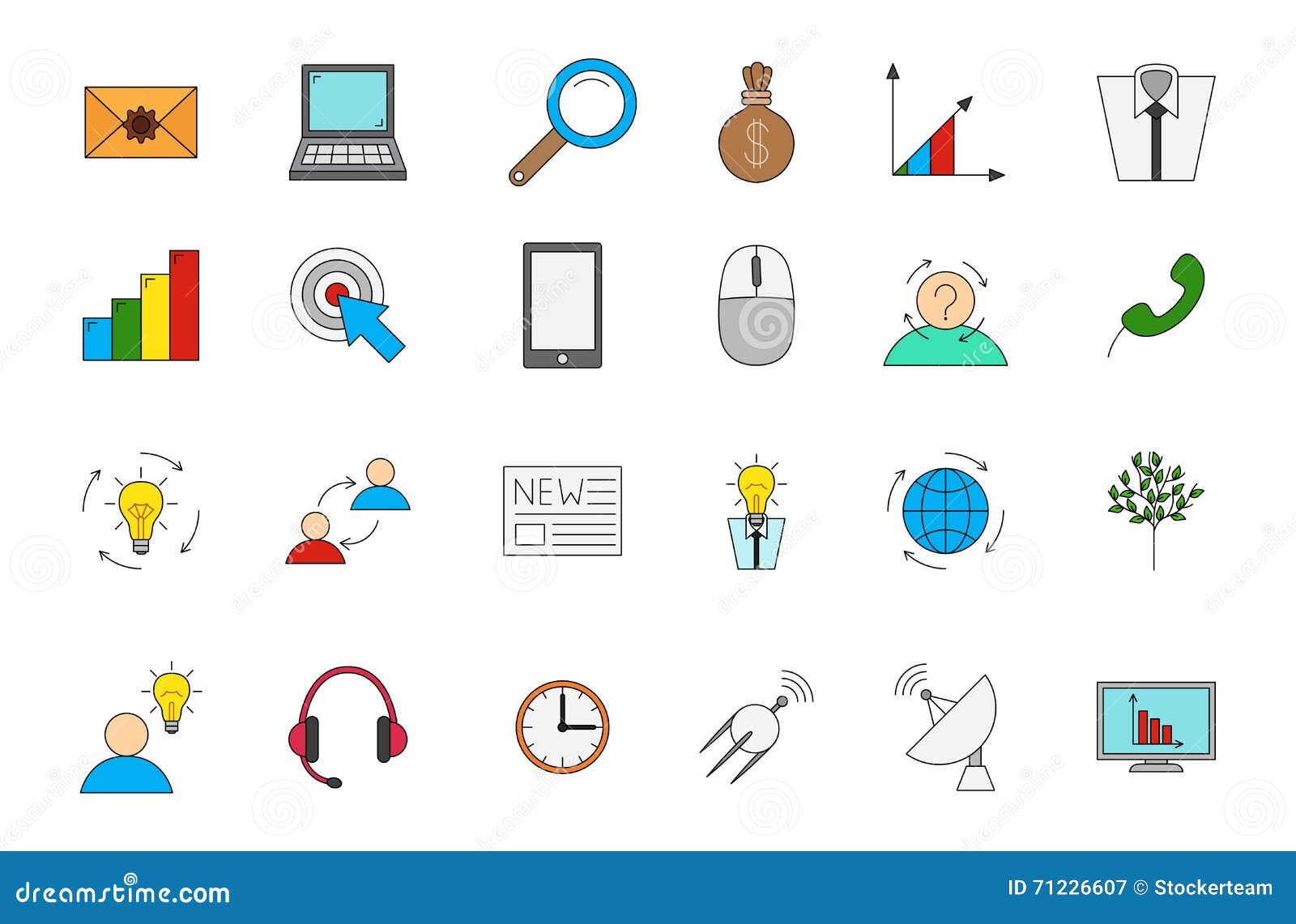 Business&communication Vector Icons Set Stock Vector - Illustration of ...