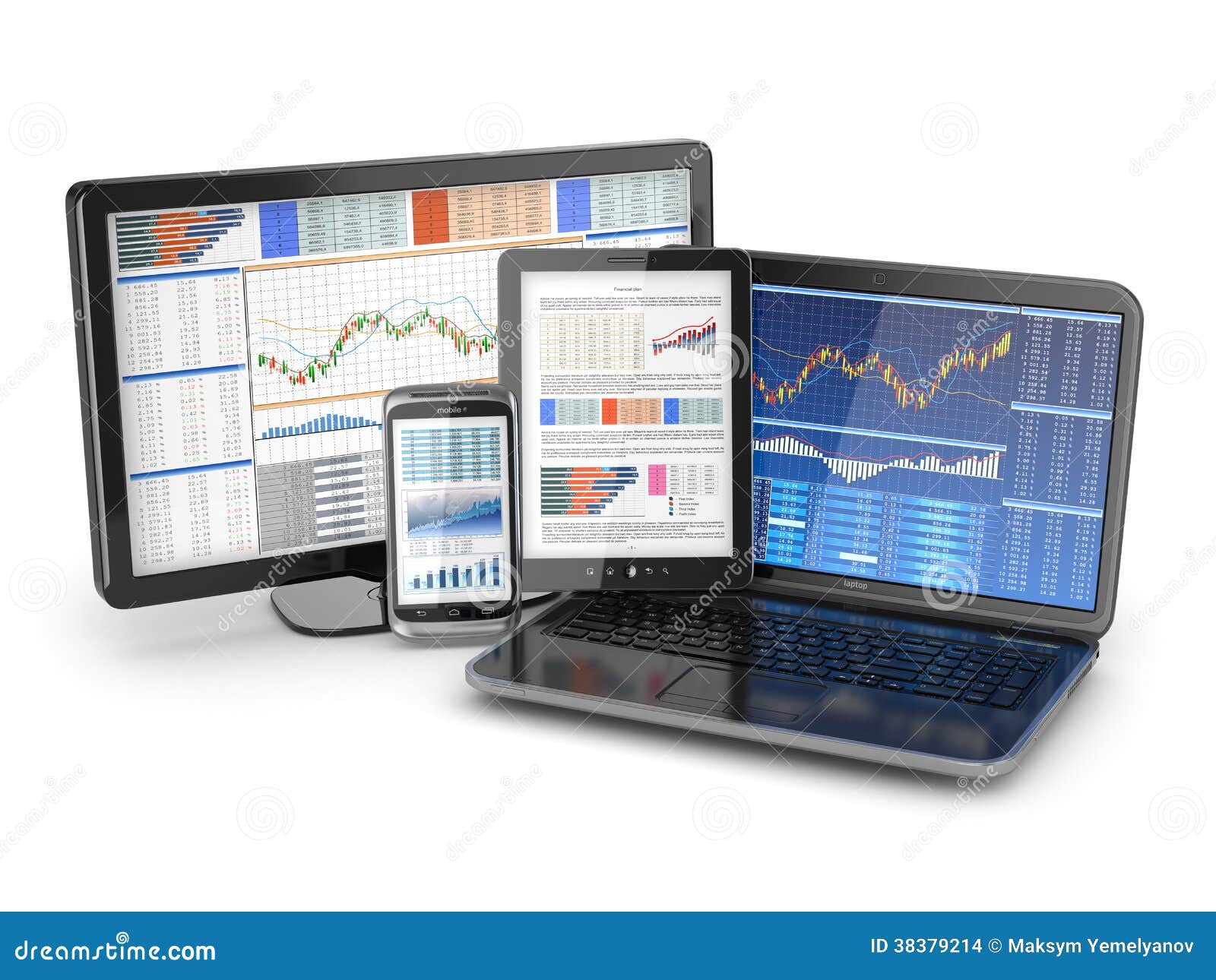 Business Communications Concept. Laptop, Tablet Pc and Phone Stock ...