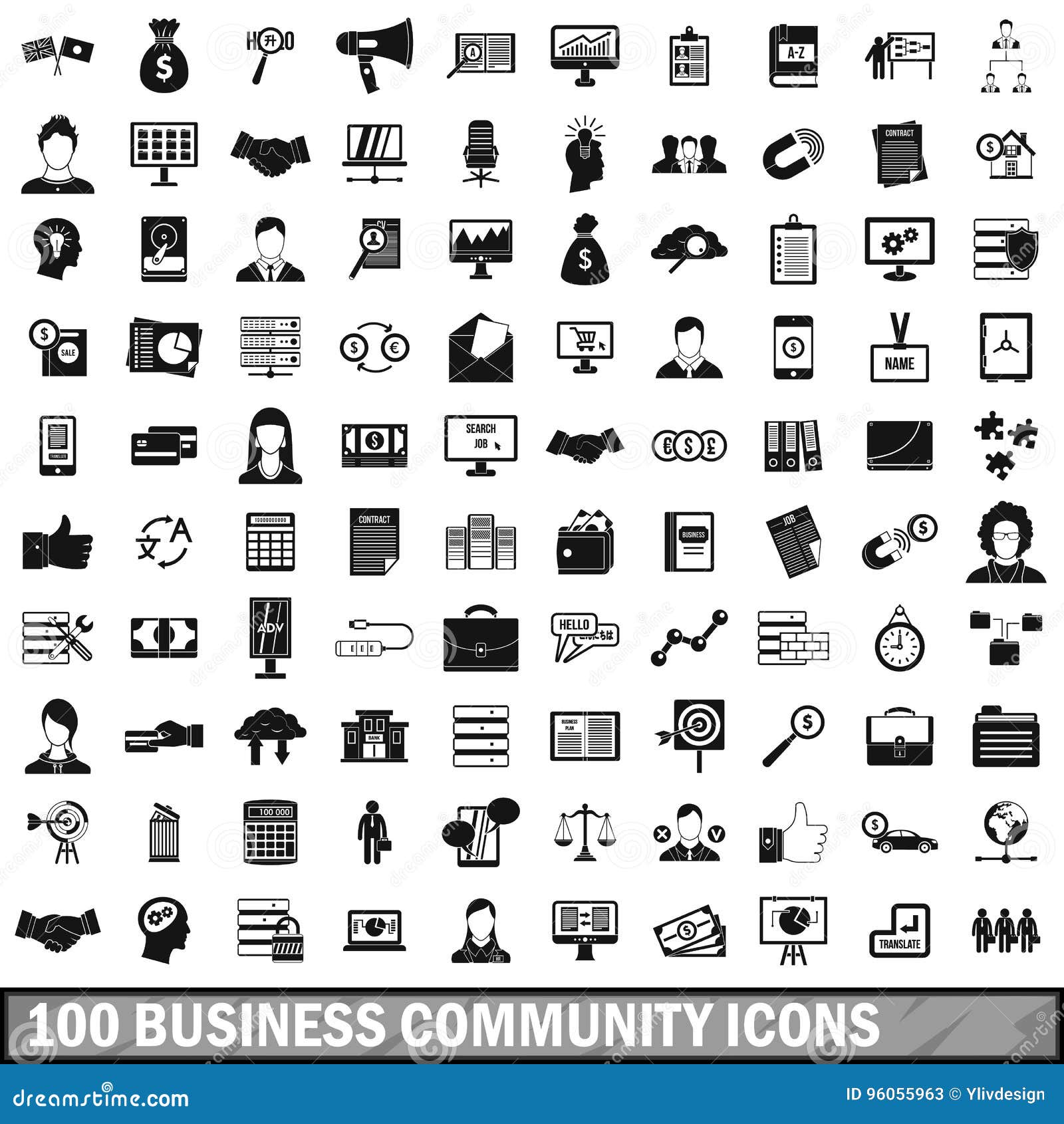 100 Business Community Icons Set, Simple Style Stock Vector ...