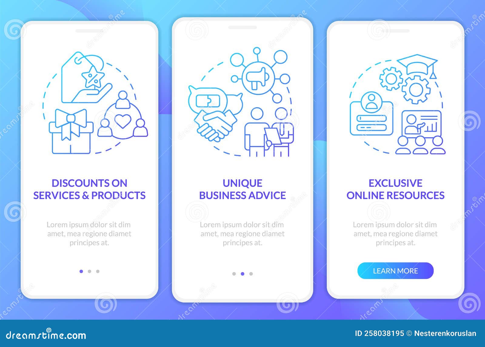 Business Community Profits Blue Gradient Onboarding Mobile App Screen ...