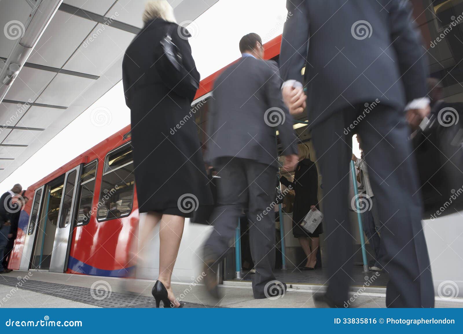 Business Commuters Getting into Train Stock Photo - Image of railroad ...