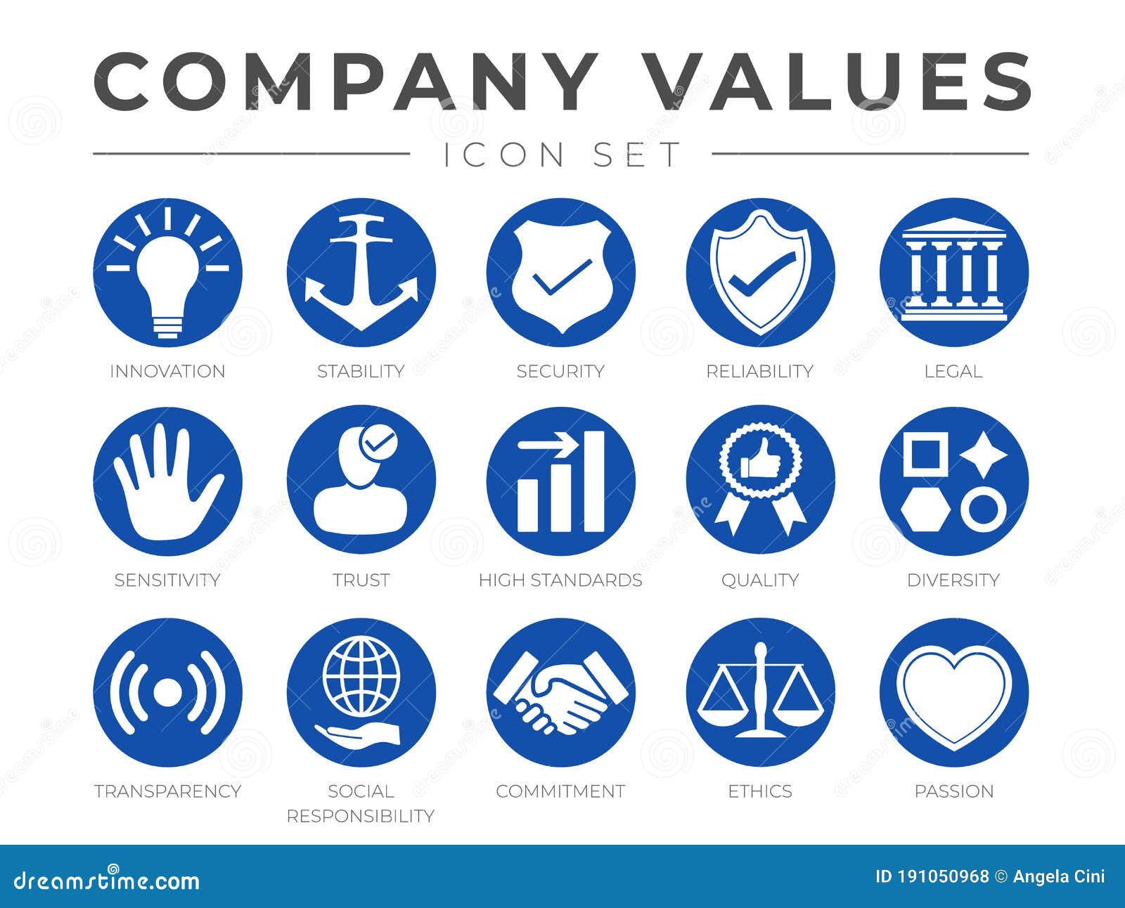 Business Company Values Round Icon Set. Innovation, Stability, Security ... Business Company Values Round Icon Set. Innovation, Stability, Security ...