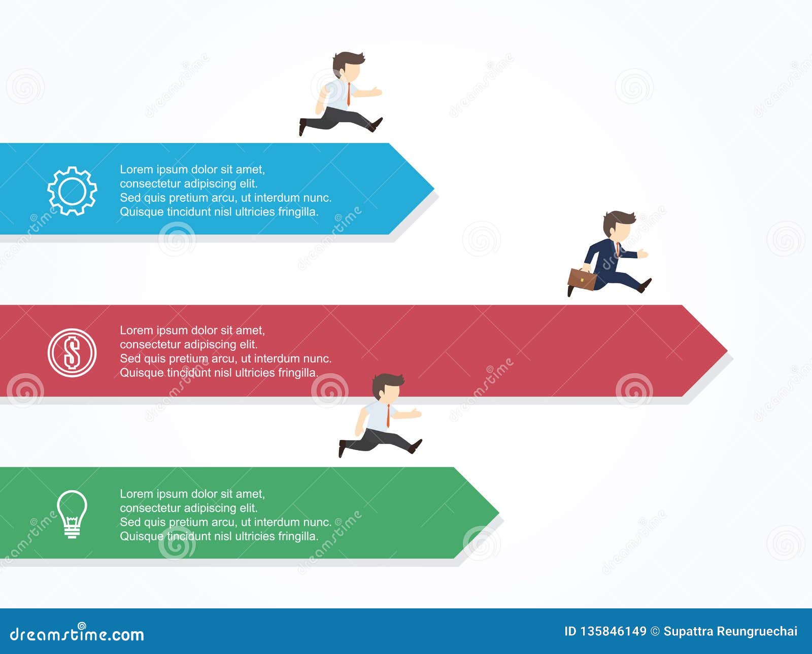 Business Competition. Three Business Persons Racing on the Arrows ...
